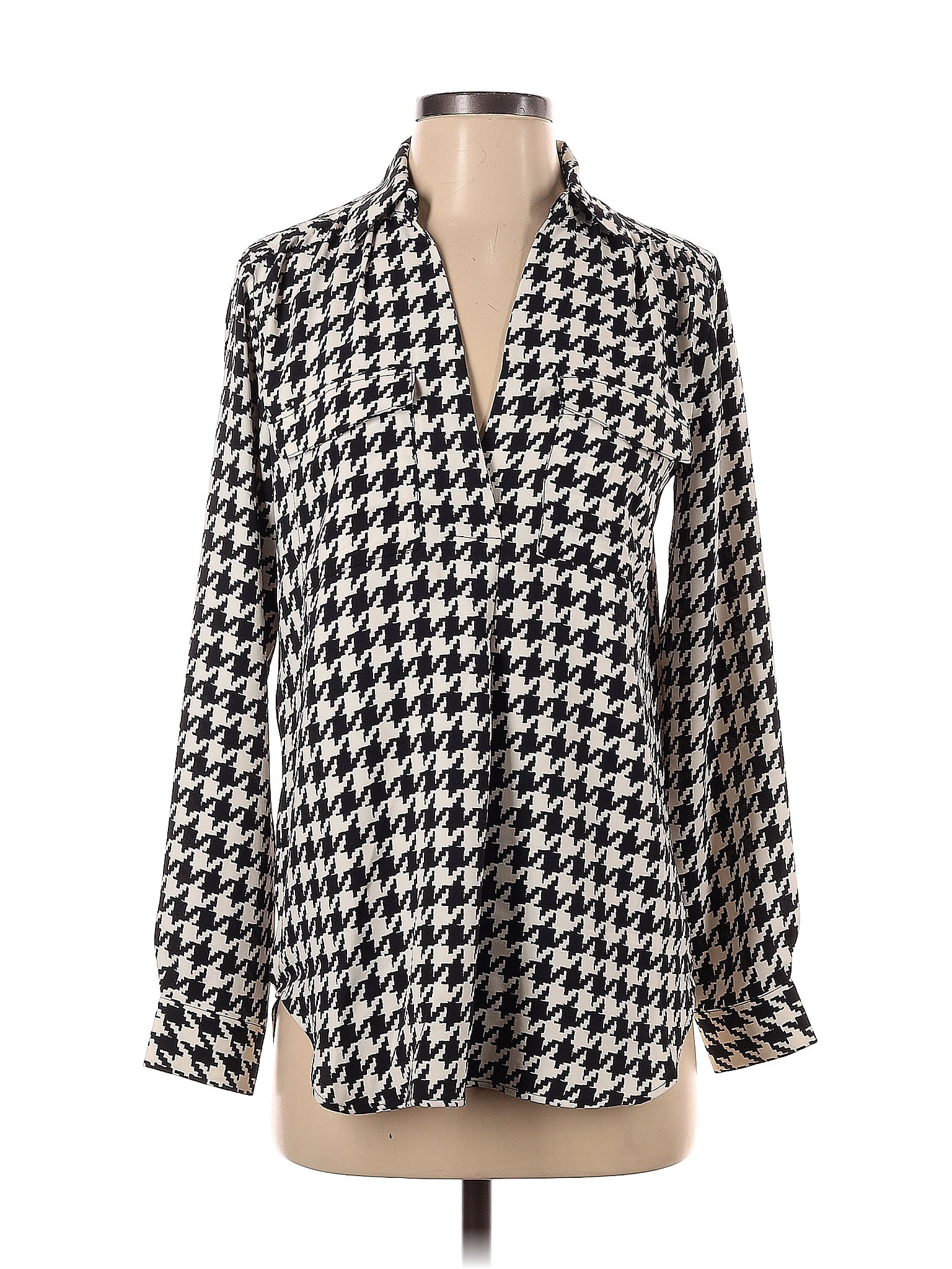 Ann Taylor 100% Polyester Houndstooth Multi Color Ivory Long Sleeve Blouse Size XS - 75% off ...