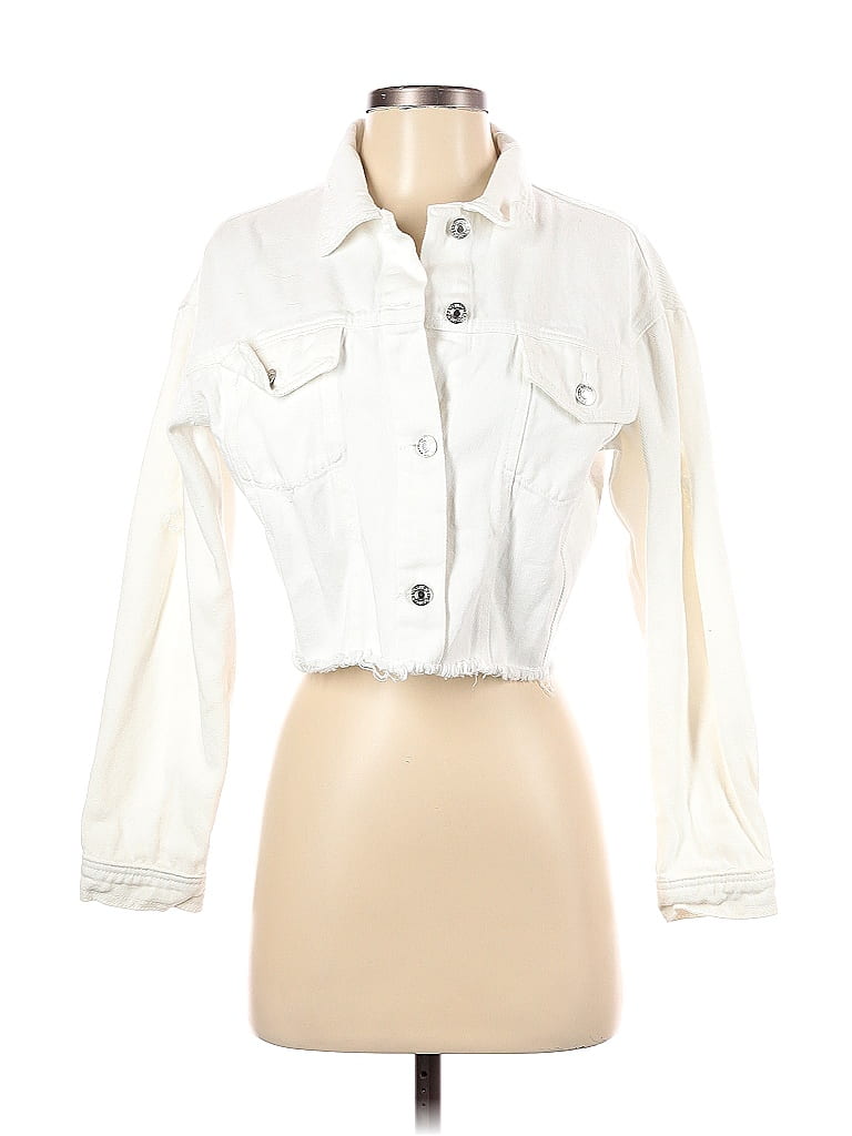 Shein Solid White Denim Jacket Size XS - 37% off | thredUP