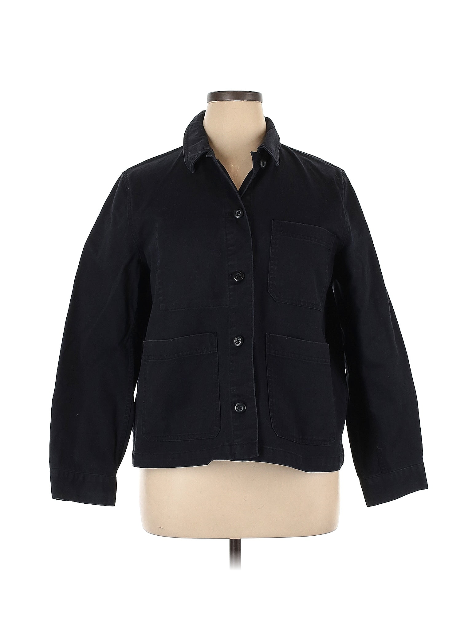 Everlane 100% Cotton Solid Black Denim Jacket Size XL - 40% off | ThredUp