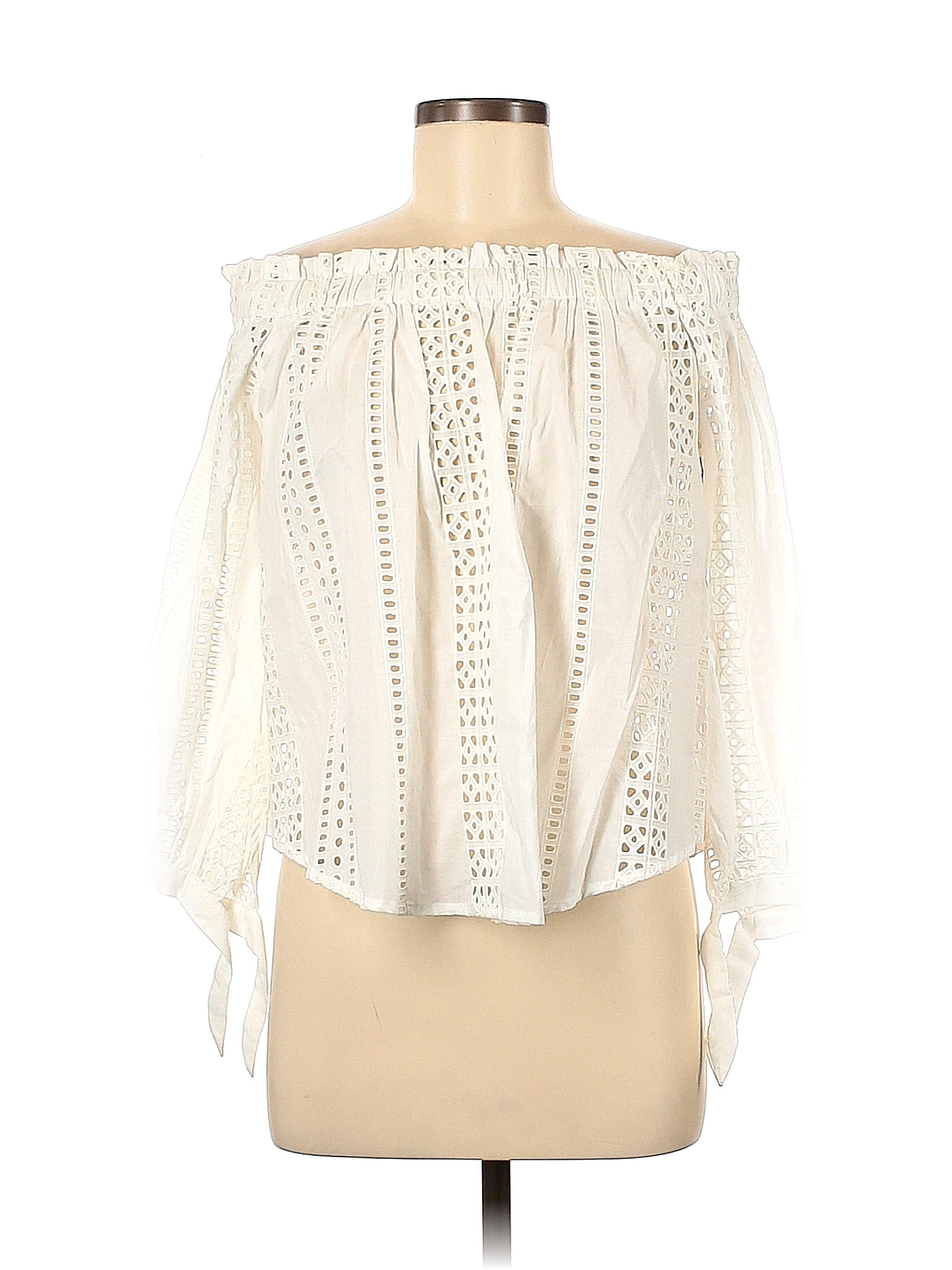 Astr The Label 100 Cotton White Ivory Long Sleeve Blouse Size M 72