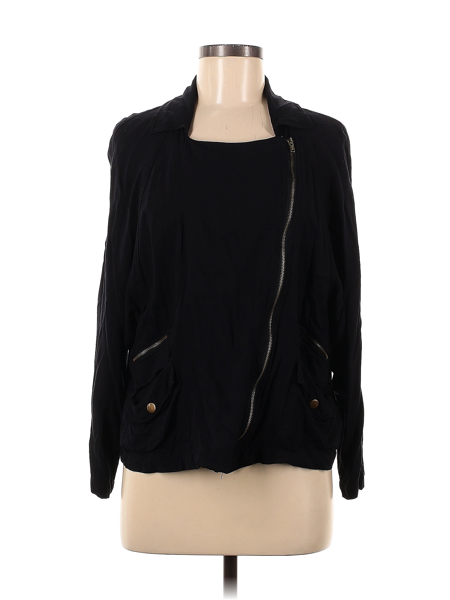Life in Progress 100% Rayon Solid Black Jacket Size M - 56% off | thredUP