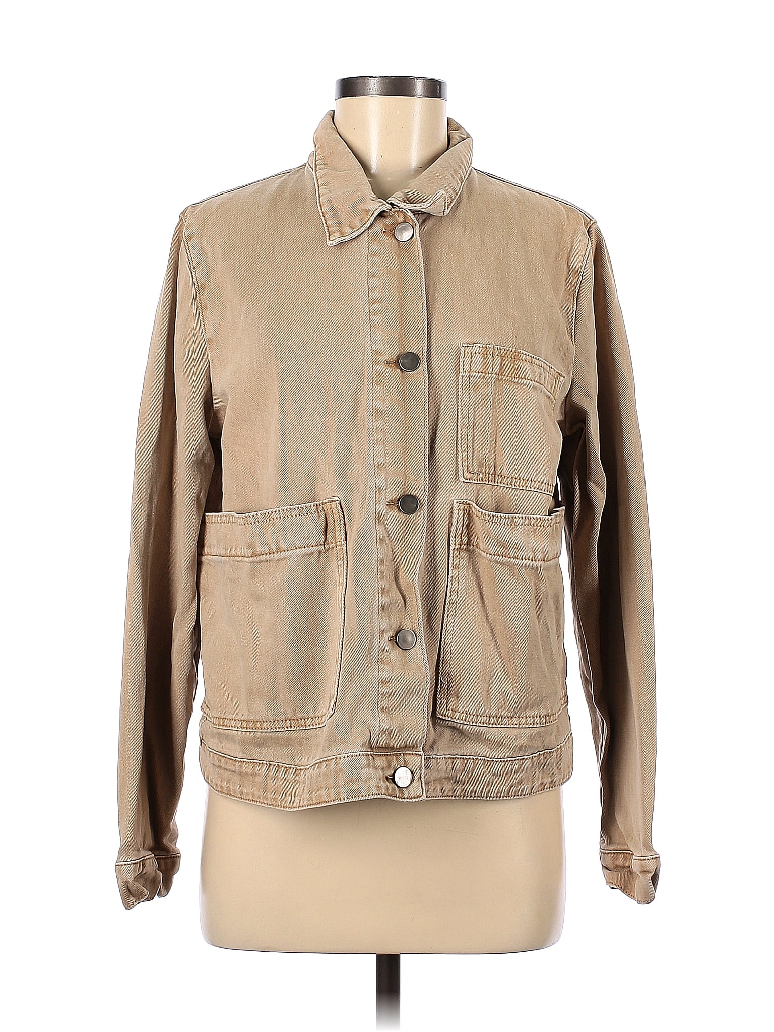 Mod Ref 100% Cotton Solid Tan Denim Jacket Size M - 74% off | thredUP