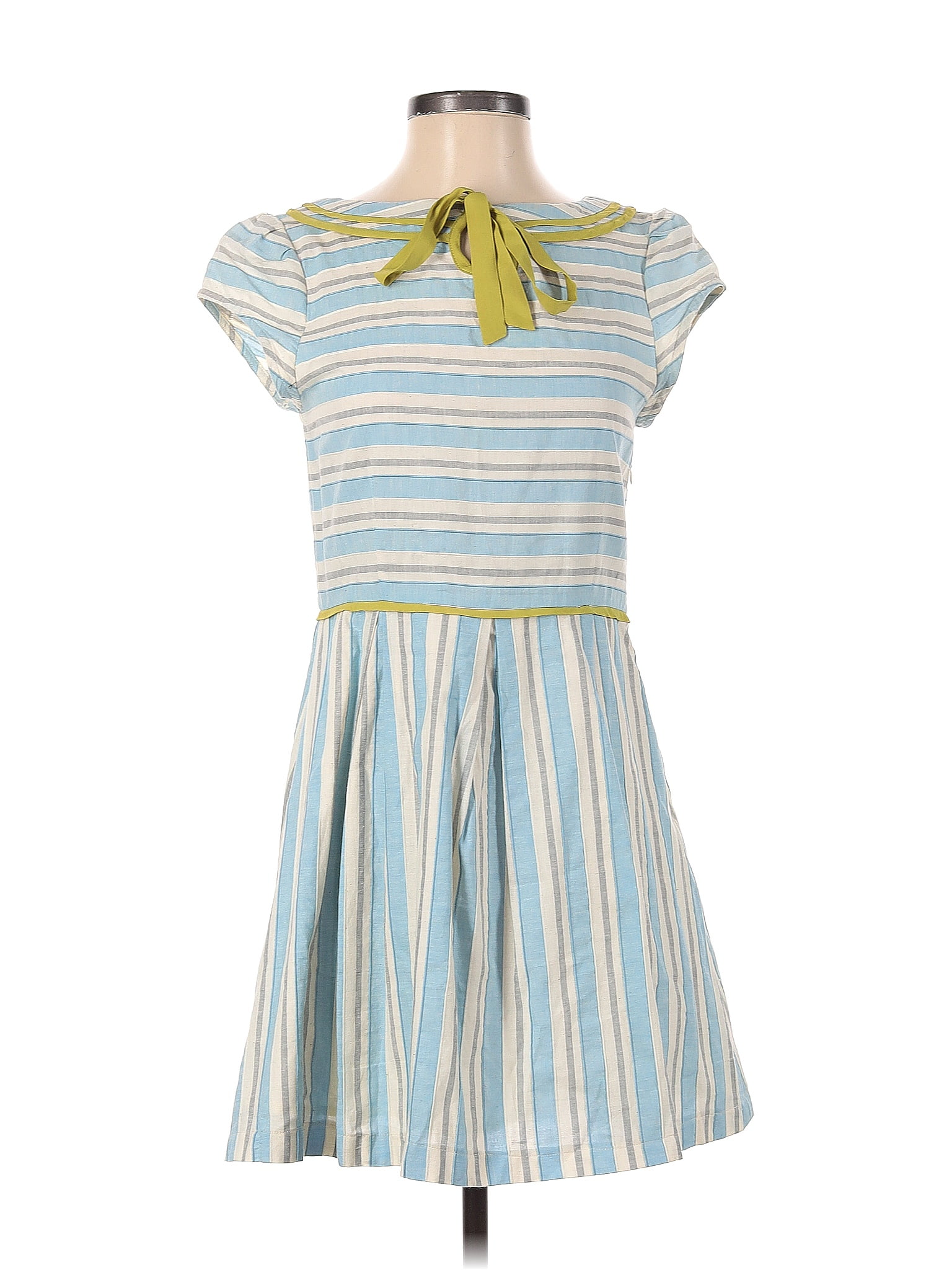 Dear Creatures 100% Cotton Stripes Multi Color Blue Casual Dress Size S - 74% off | thredUP