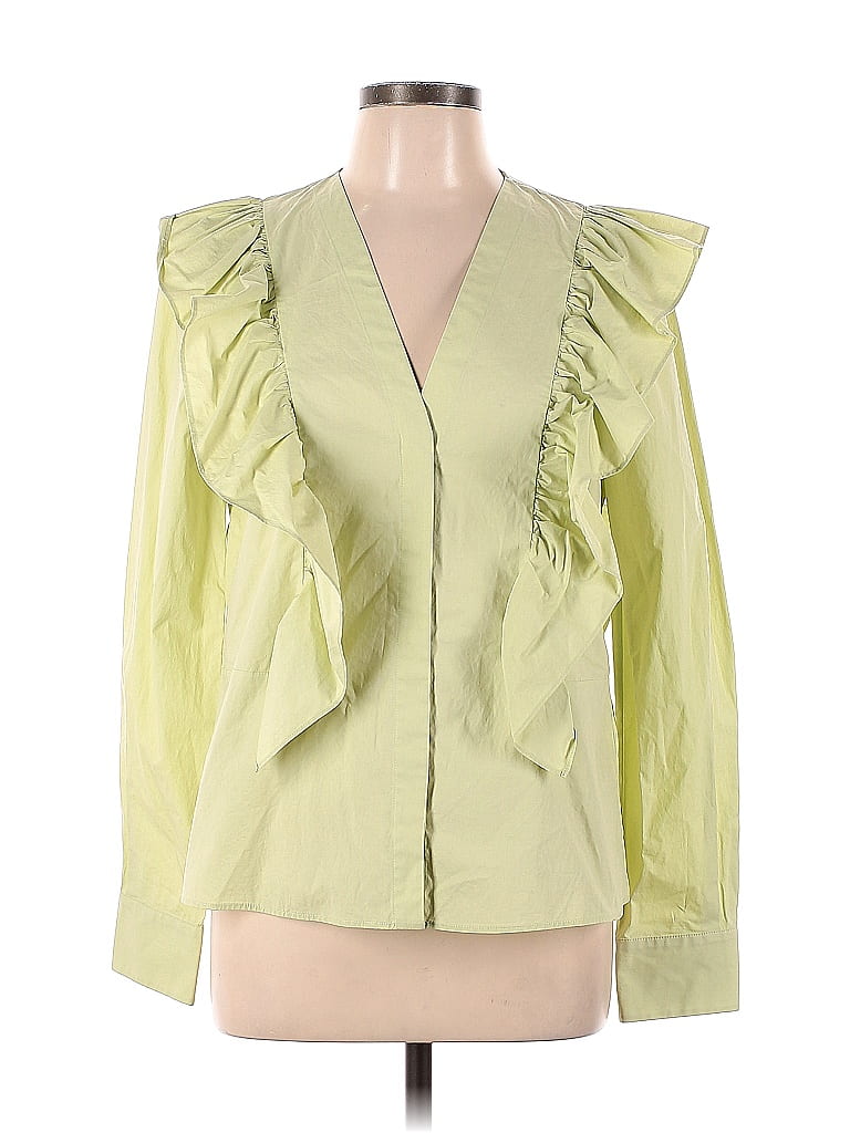 Thakoon Collective Solid Green Chambray Ruffle Crop Top Size 10 - 78% ...