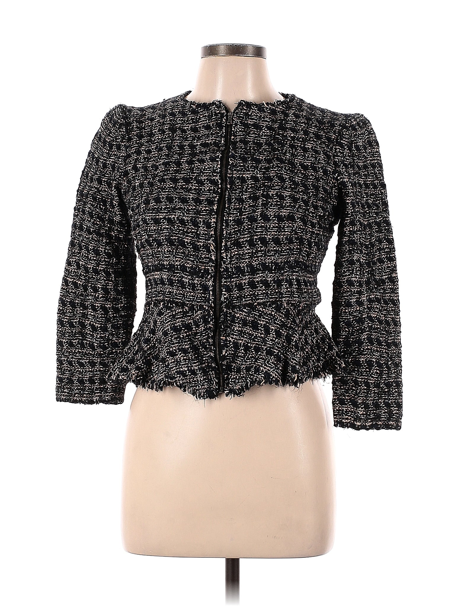 Rebecca Taylor Houndstooth Black Ruffled Multi Tweed Jacket Size 12 - 81% off | thredUP