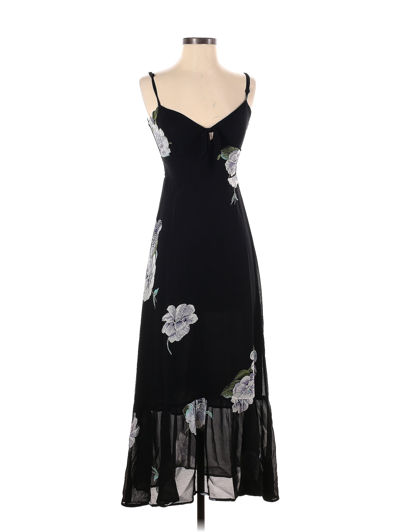 Reformation 100 Viscose Floral Black Casual Dress Size 0 60 Off