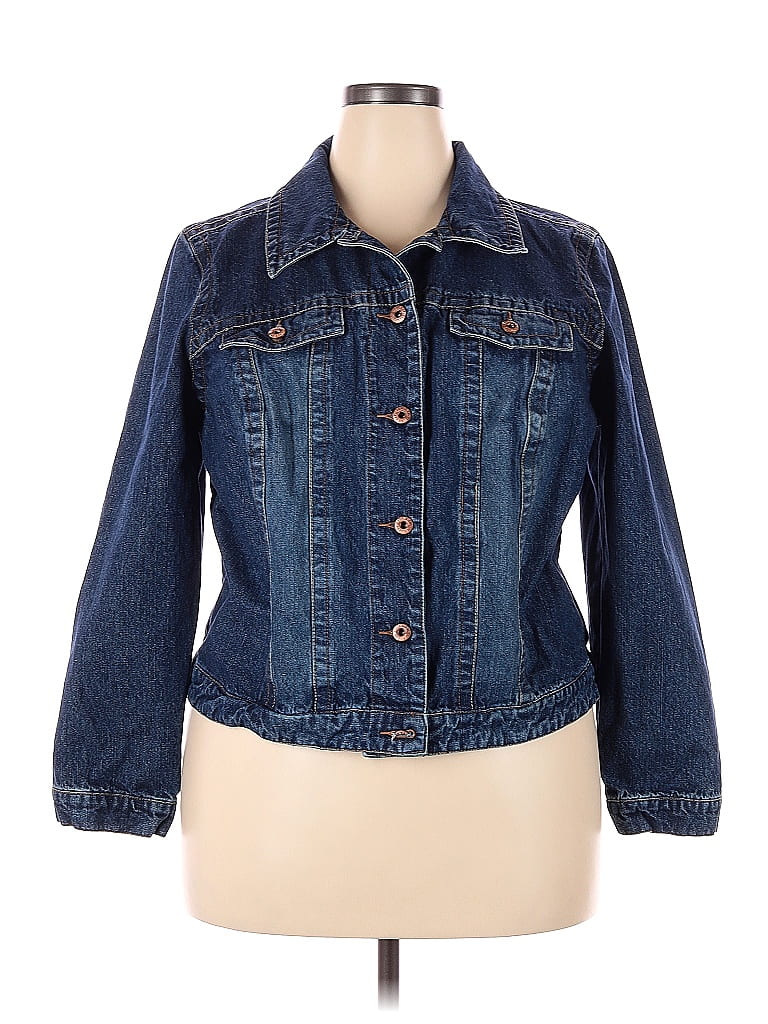 Avenue Jeans 100% Cotton Solid Blue Denim Jacket Size 18 - 20 (Plus ...