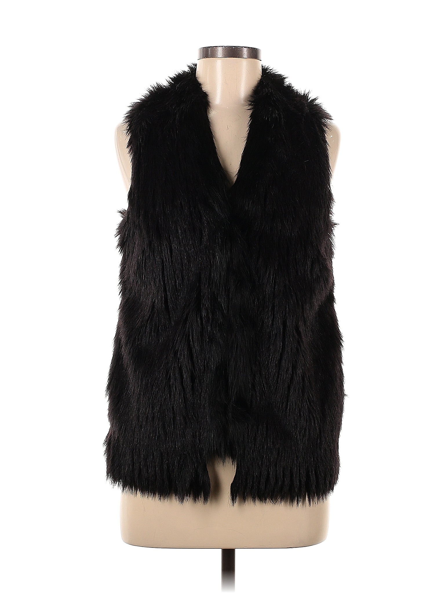 Topshop Solid Black Faux Fur Vest Size 6 - 66% off | thredUP