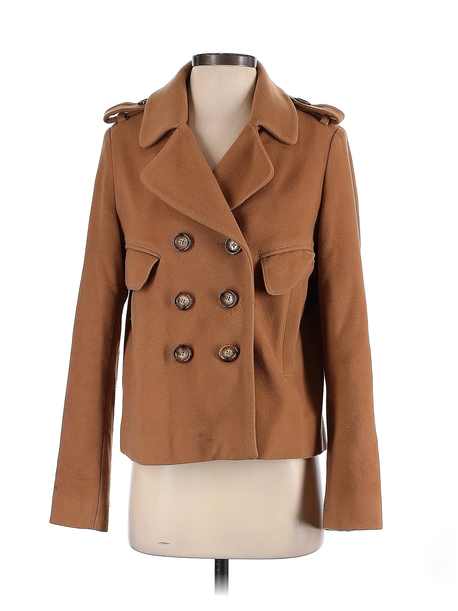 Michael Michael Kors Solid Tan Wool Coat Size 4 70 Off Thredup
