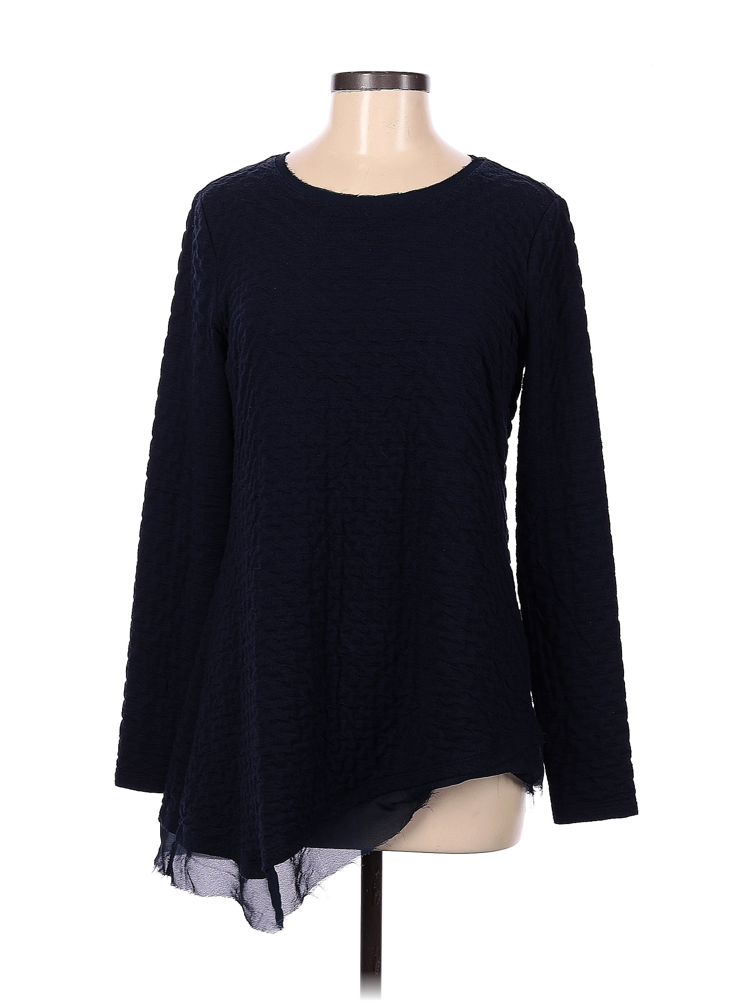 Simply Vera Vera Wang Solid Navy Blue Long Sleeve Blouse Size M 57