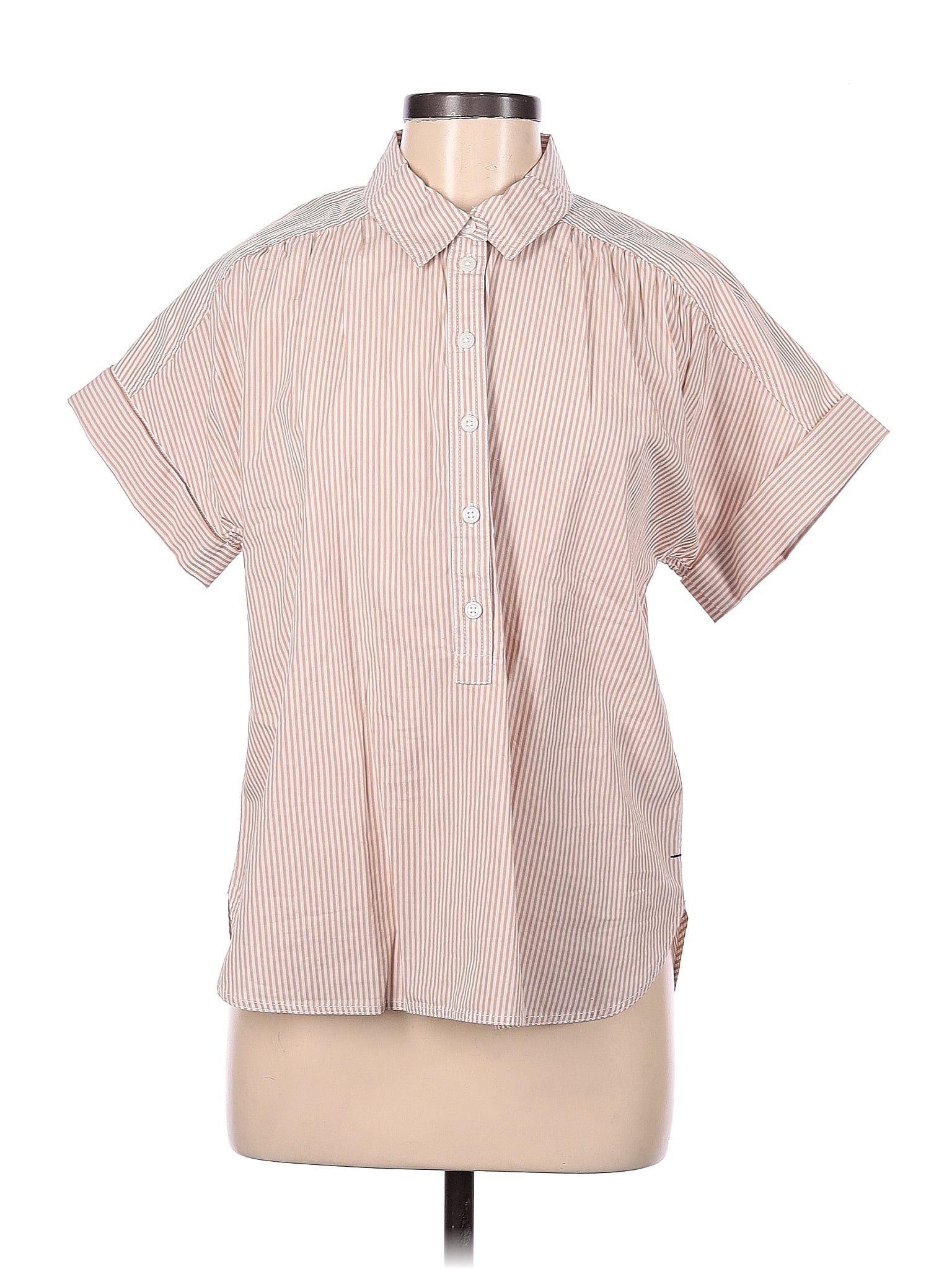 J.Crew 100% Cotton Stripes Pink Short Sleeve Blouse Size M - 74% off ...