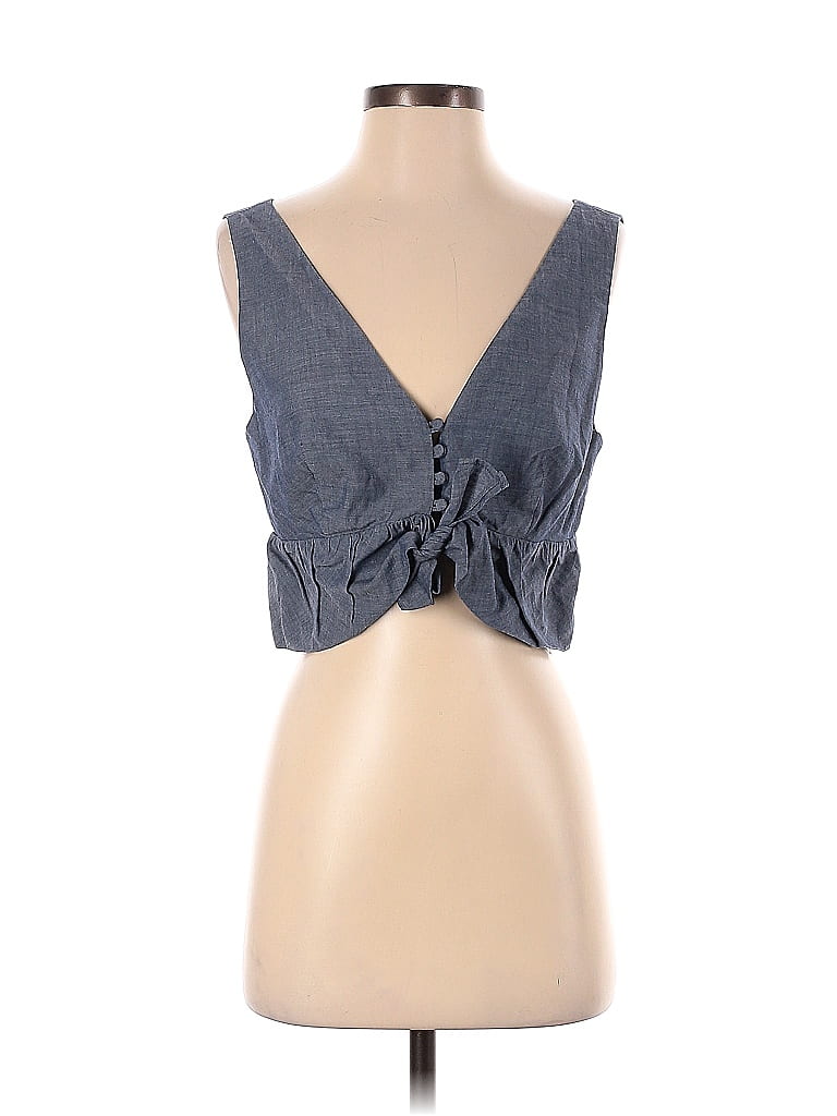 Thakoon Collective Gray Chambray Ruffle Crop Top Size 8 - 80% off | ThredUp