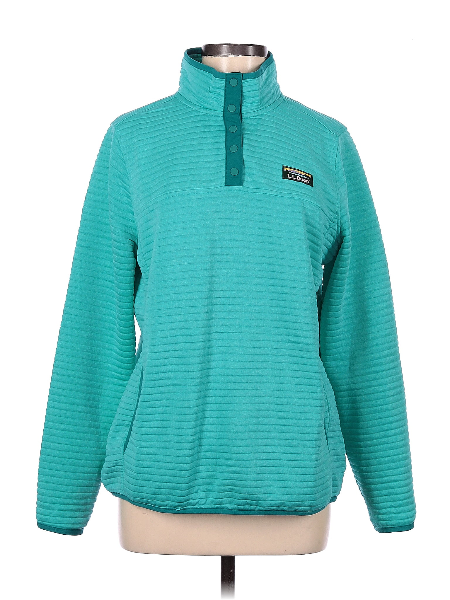 L.L.Bean 100% Polyester Stripes Blue Teal Fleece Size M - 53% off | thredUP
