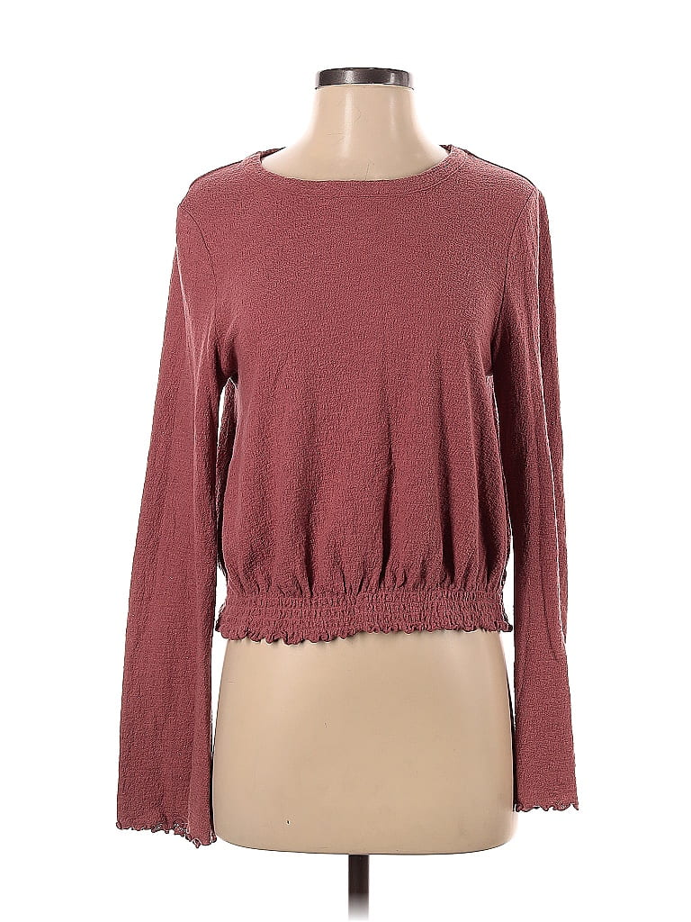 Texture And Thread Madewell 100 Cotton Solid Blush Burgundy Long Sleeve