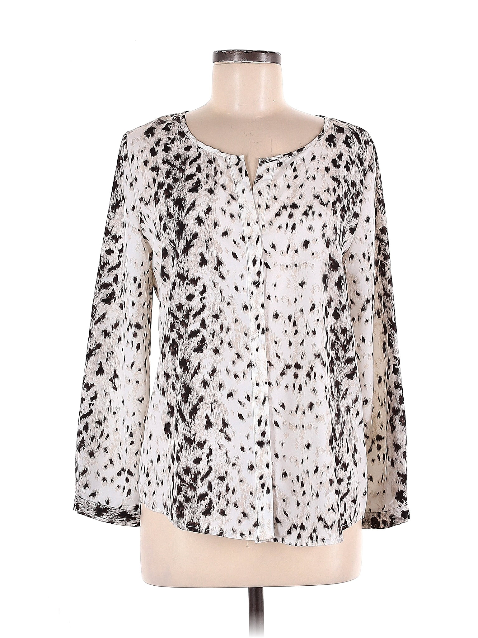 Violet And Claire 100 Polyester White Silver Long Sleeve Blouse Size M