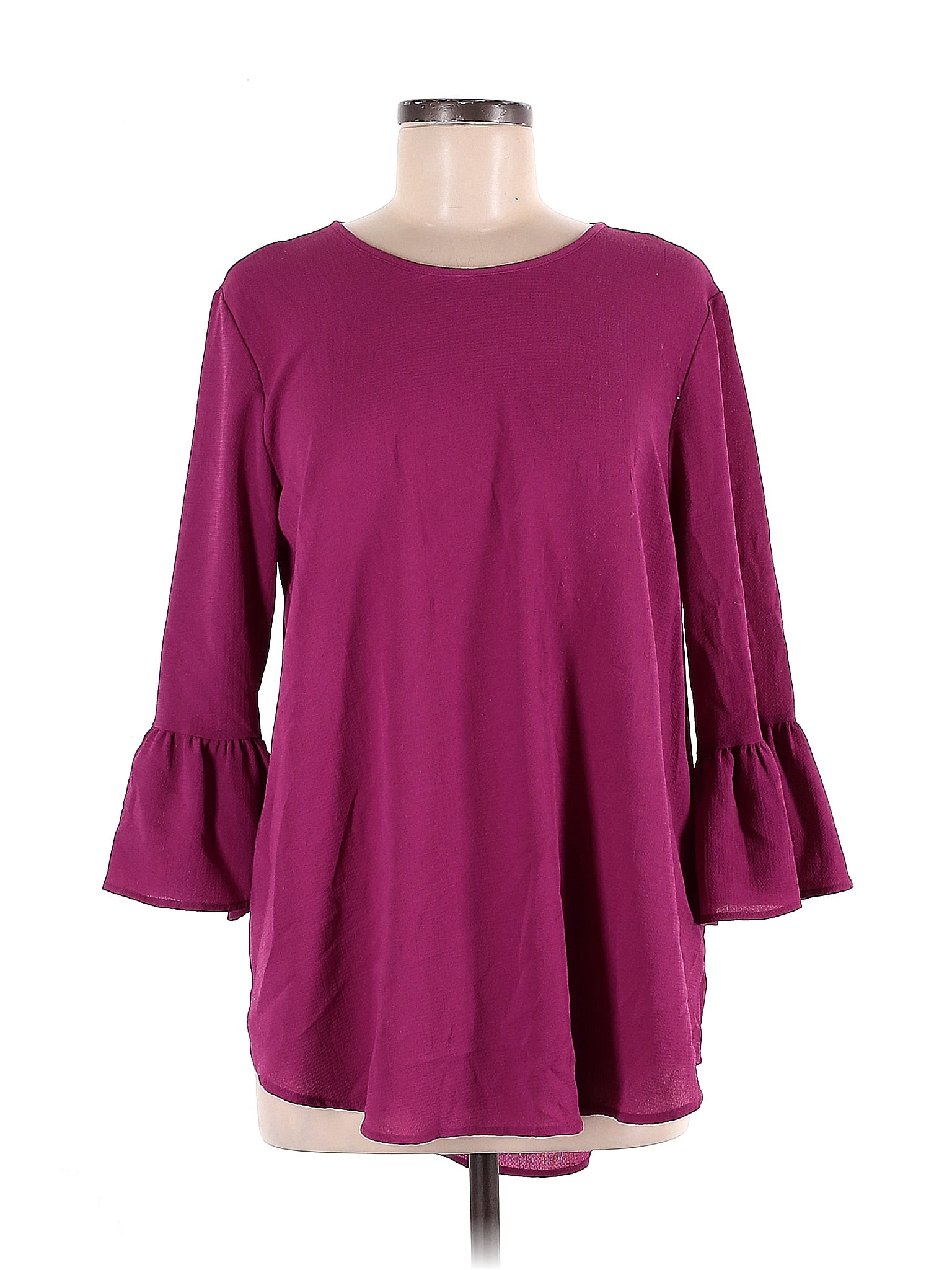 Ces Femme 100 Polyester Burgundy Long Sleeve Blouse Size M 50 Off