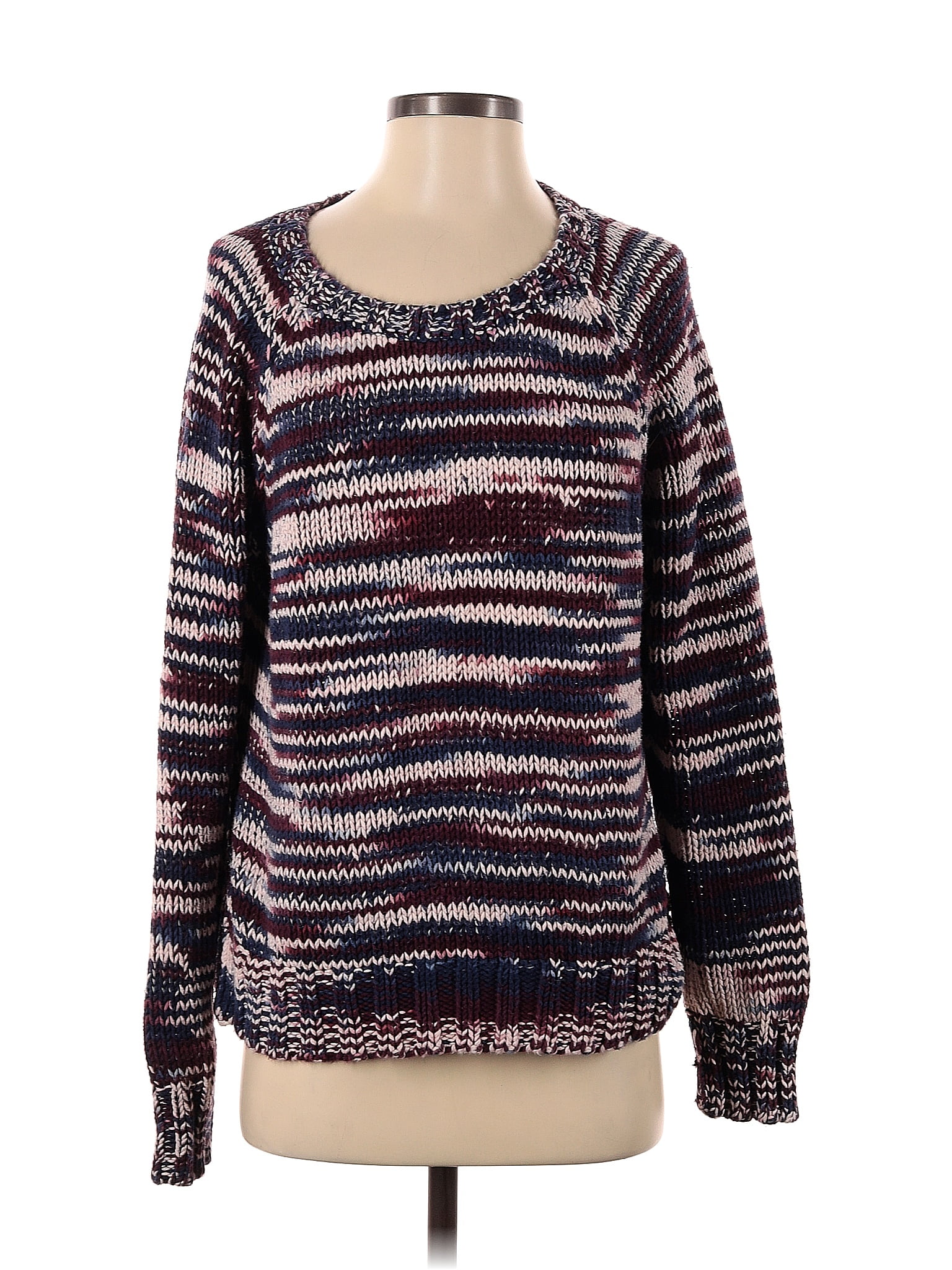True Religion 100% Cotton Color Block Multi Color Purple Pullover ...