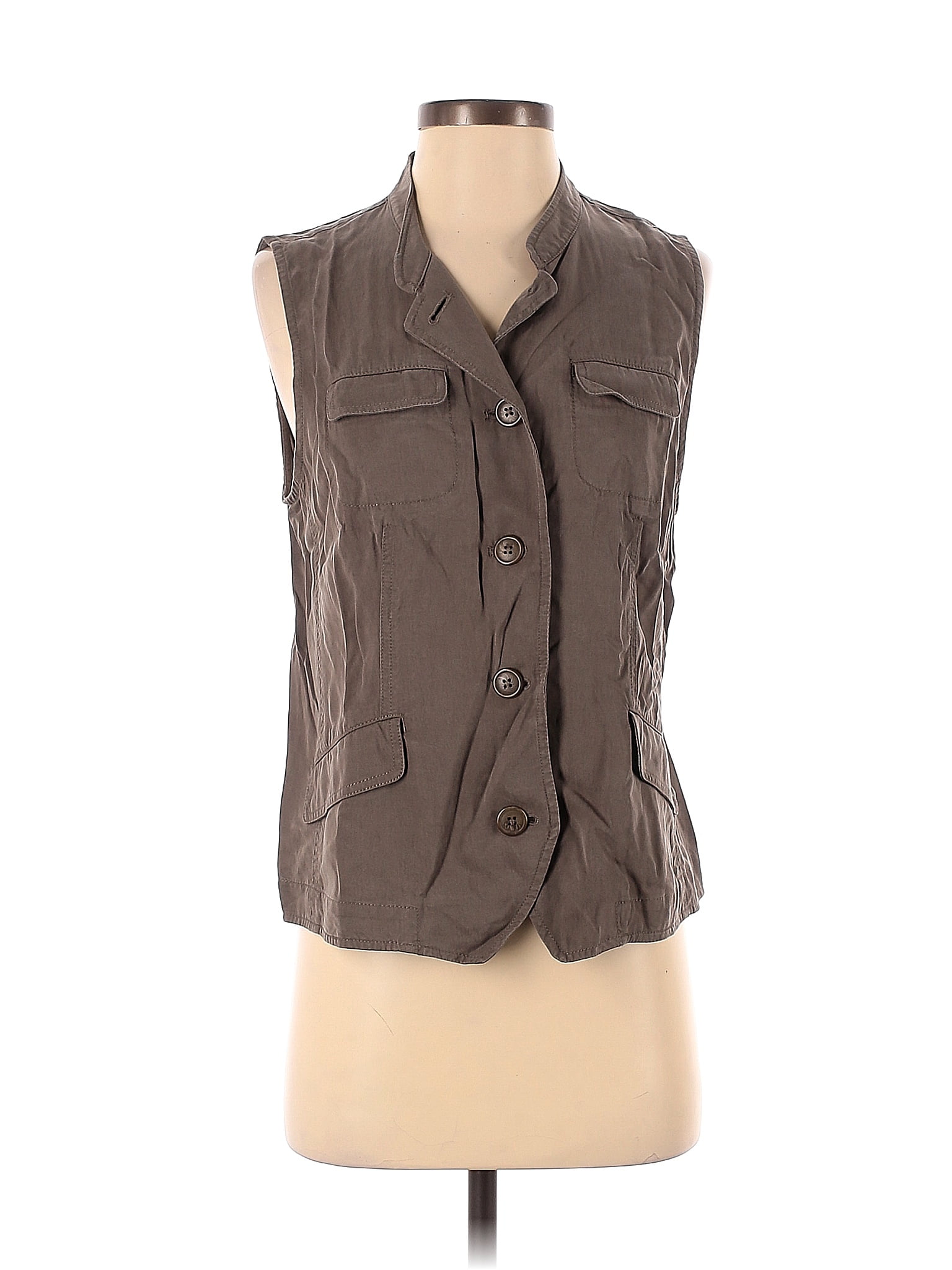 J.Jill 100% Tencel Solid Tan Vest Size M (Petite) - 70% off | thredUP