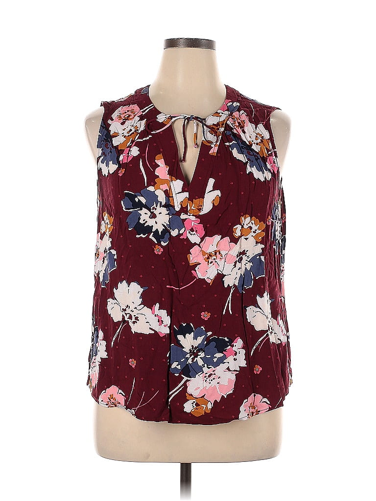 Old Navy Floral Burgundy Sleeveless Blouse Size Xl 51 Off Thredup