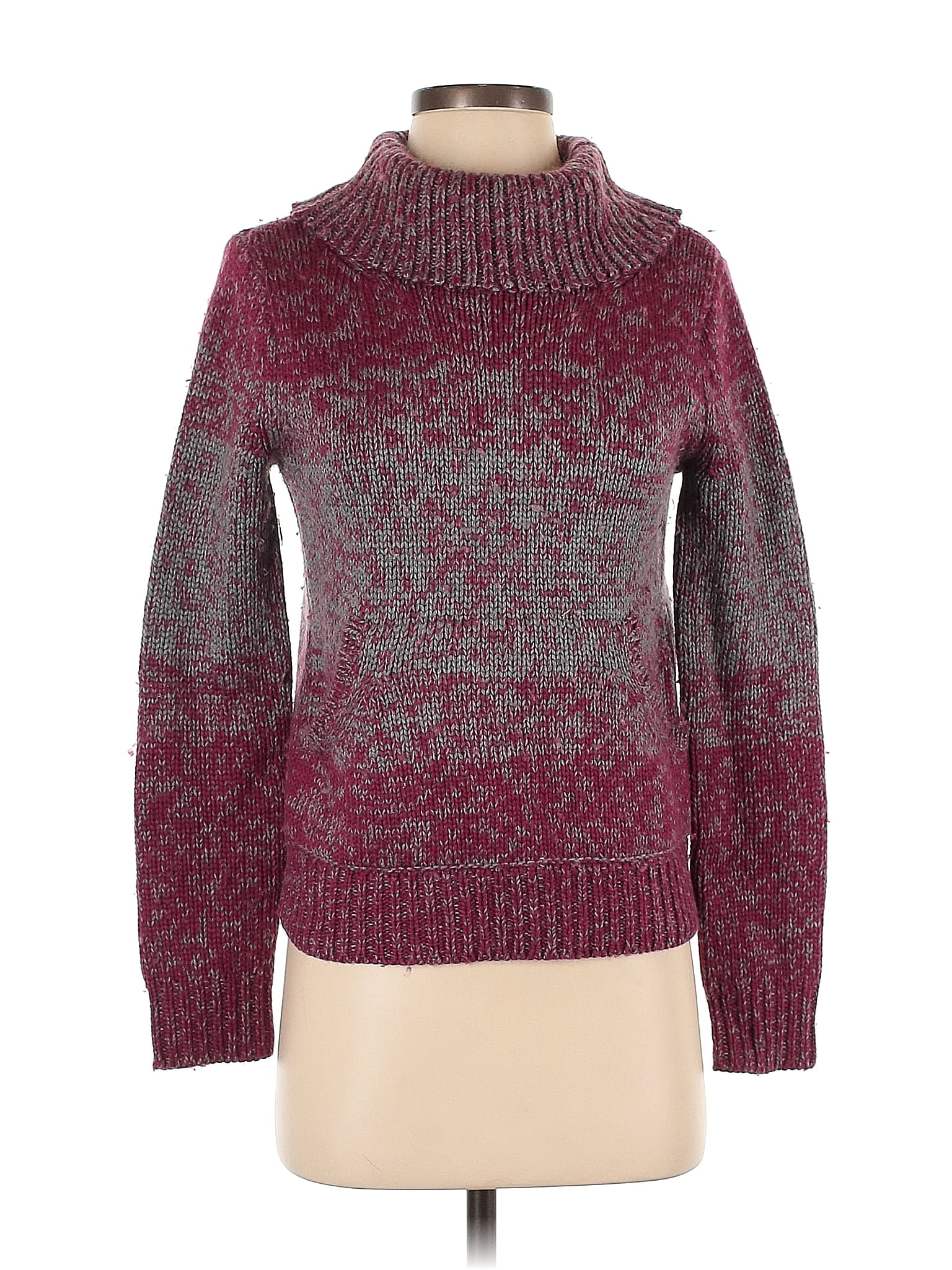 Moda International Color Block Marled Burgundy Turtleneck Sweater Size ...