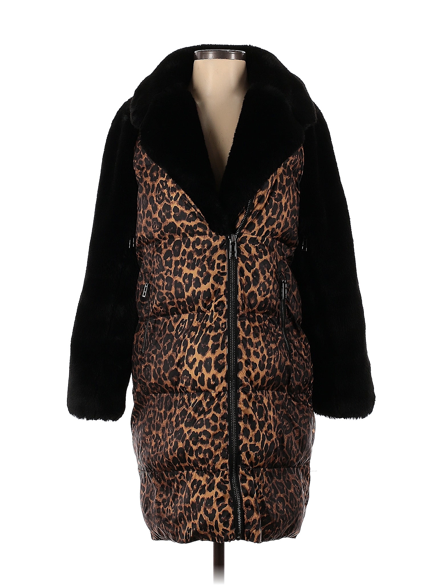 Heurueh 100% Polyester Leopard Print Black Leopard Space Suit Puffer ...