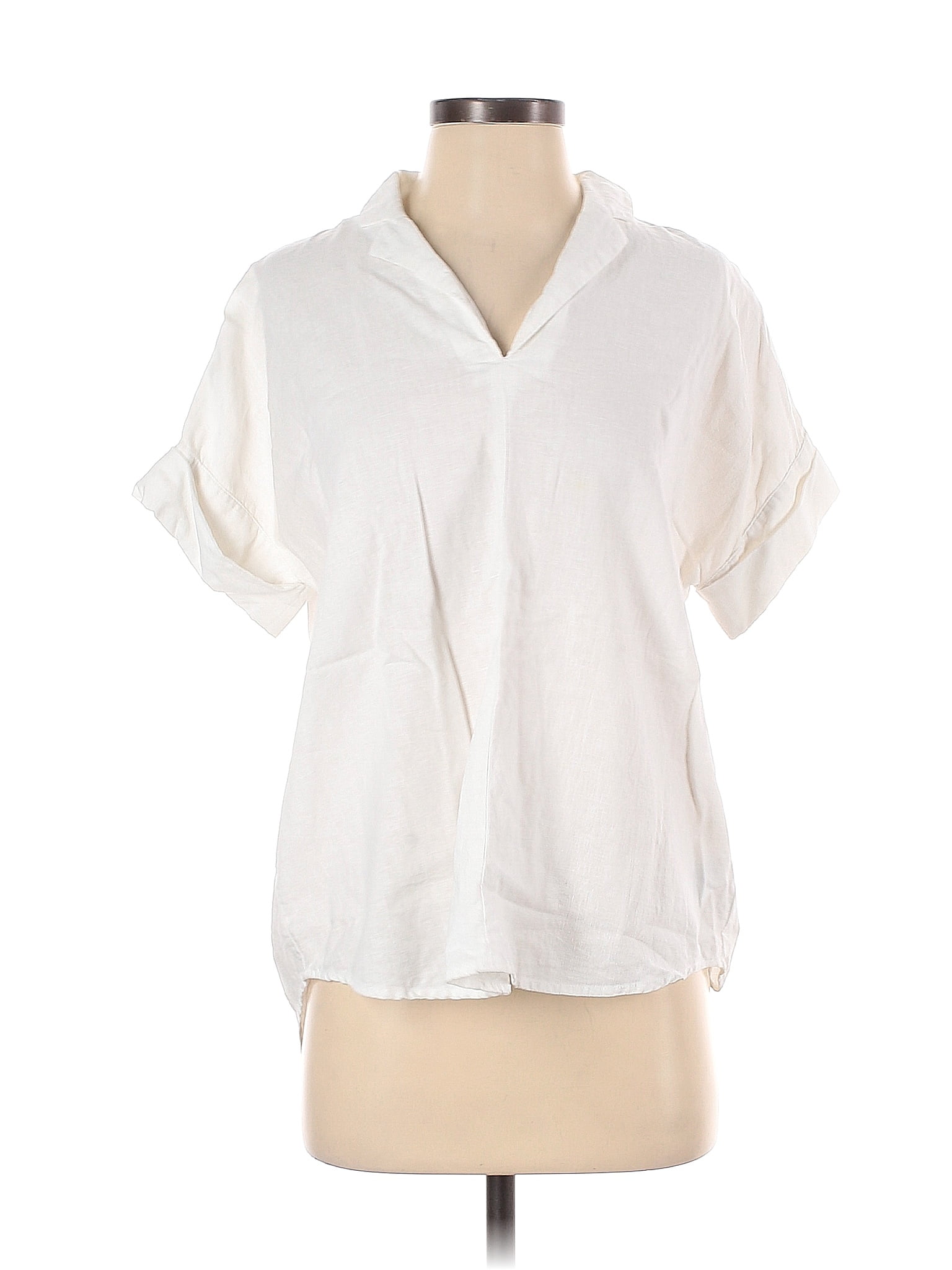 Madewell 100 Linen Solid White Short Sleeve Blouse Size Xs 67 Off