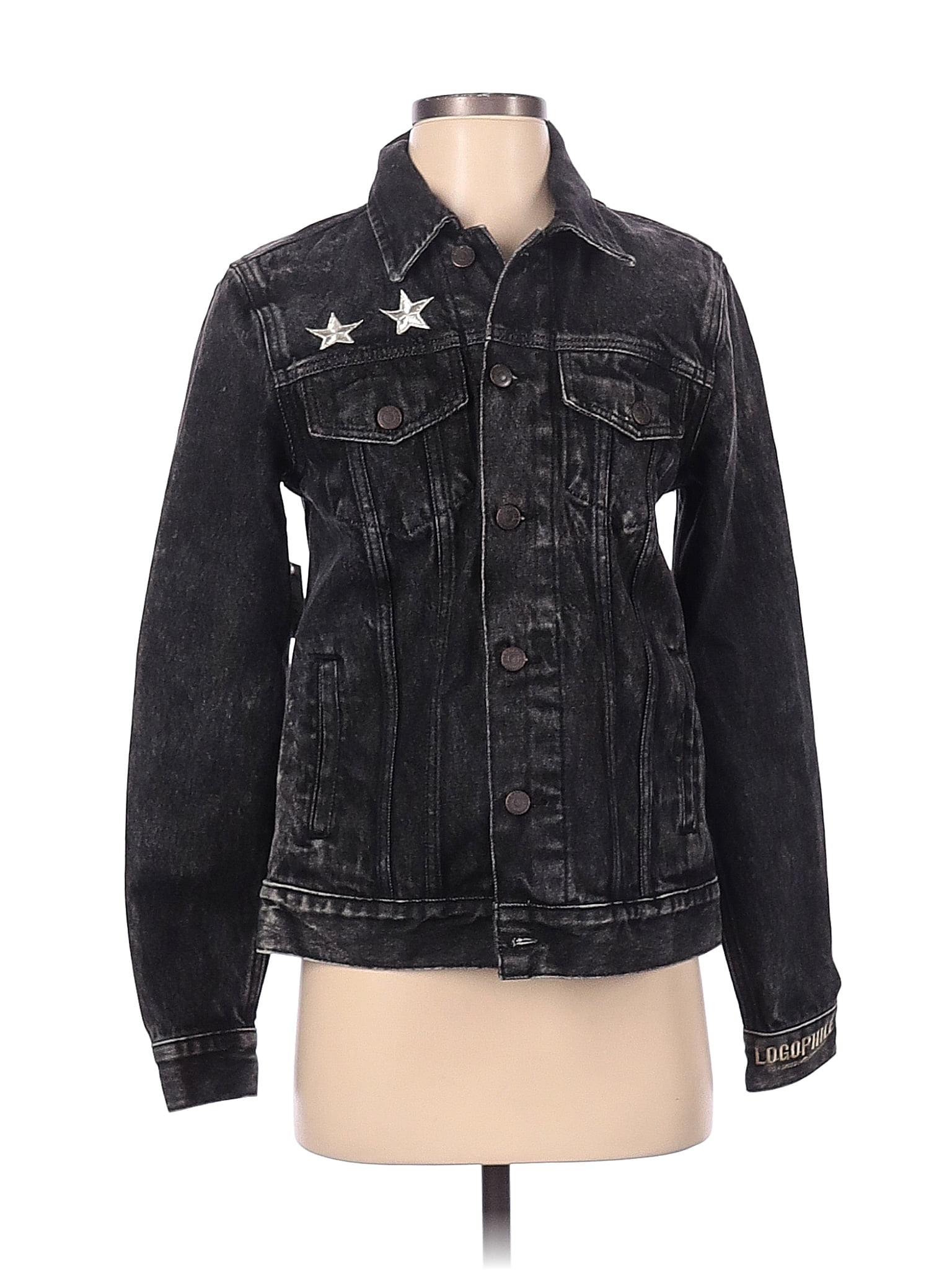 Logophile 100% Cotton Solid Black Denim Jacket Size S - 68% off | thredUP