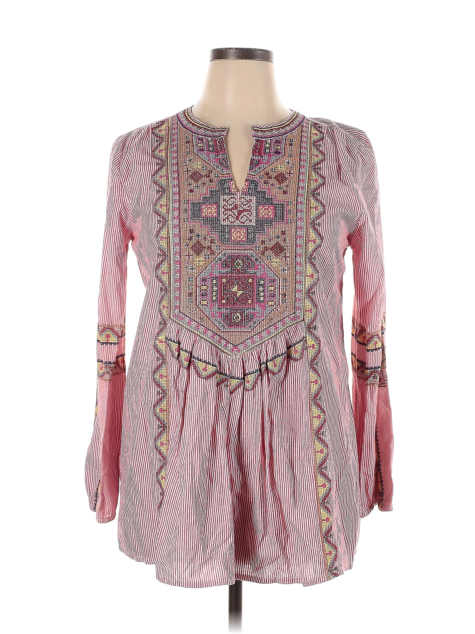 Tolani 100 Cotton Pink Long Sleeve Blouse Size Xl 78 Off Thredup