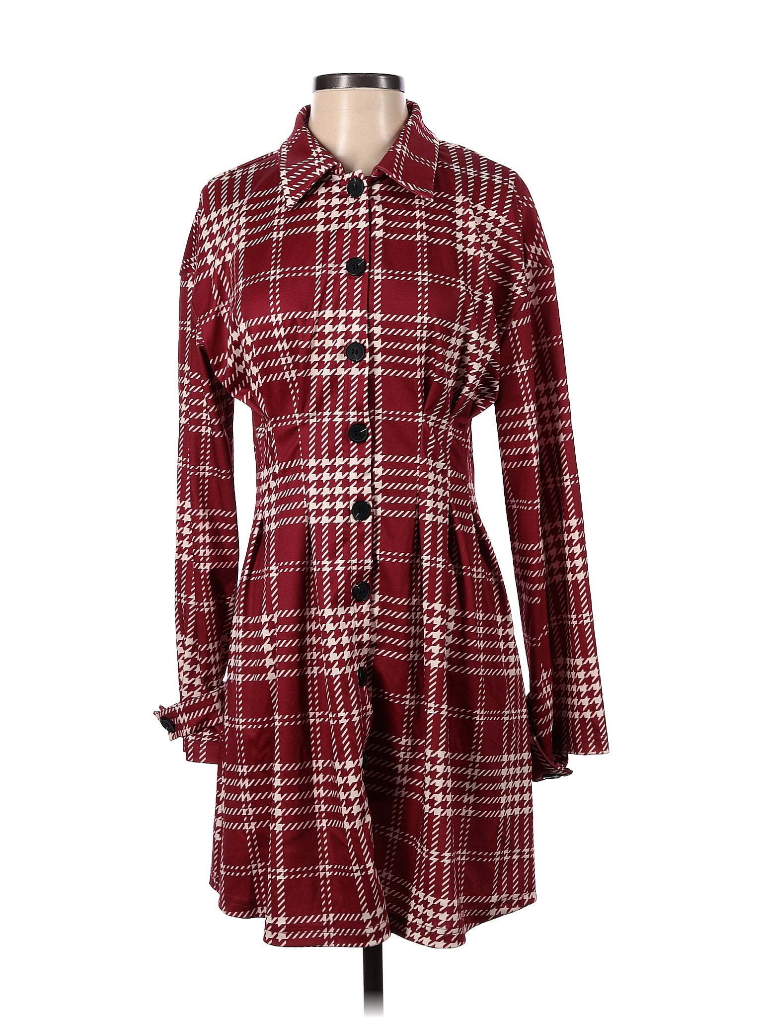 Shein Plaid Multi Color Burgundy Casual Dress Size S 53 Off Thredup