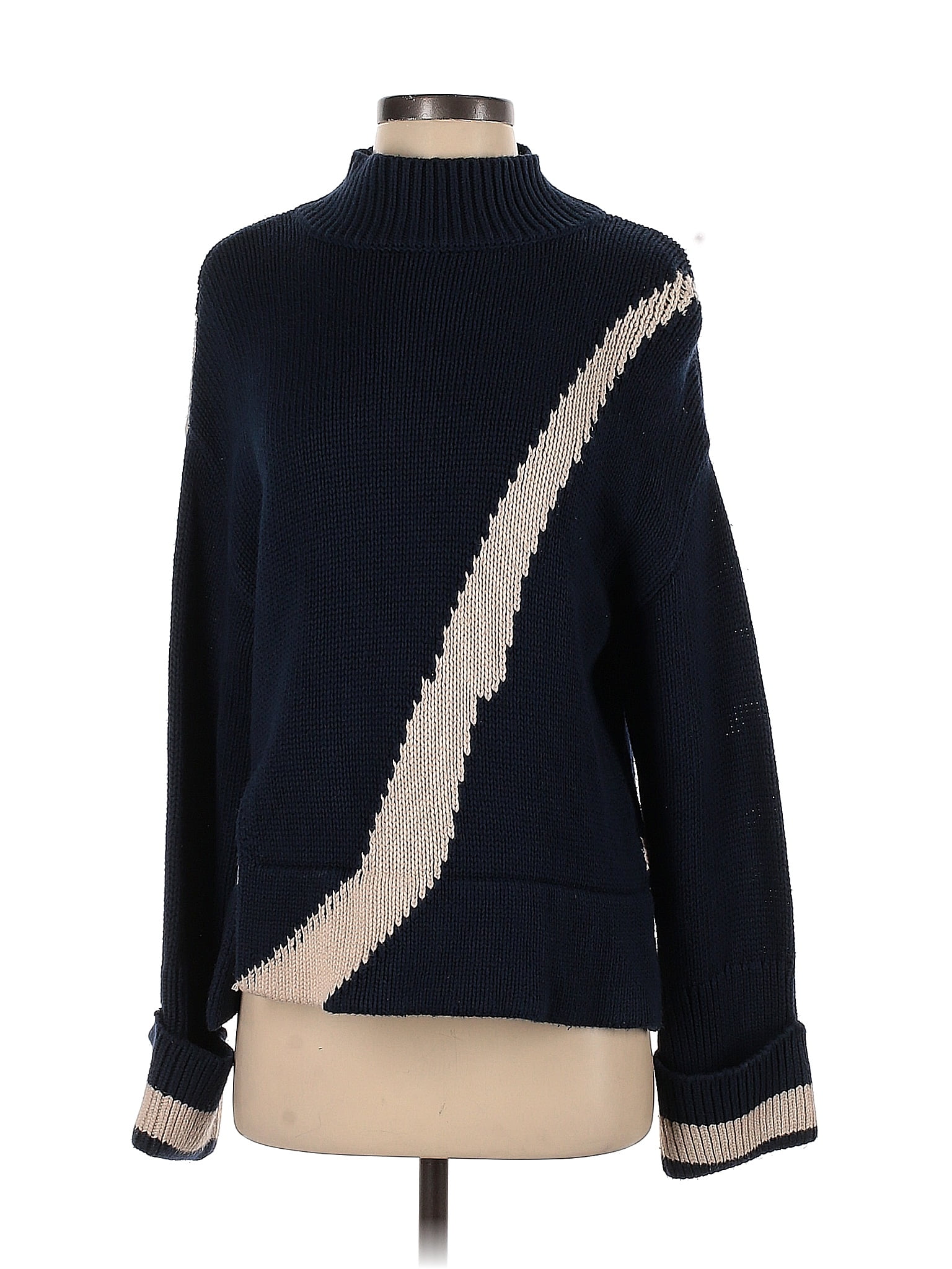 Victor Alfaro Collective Color Block Solid Blue Blue Graphic Sweater ...