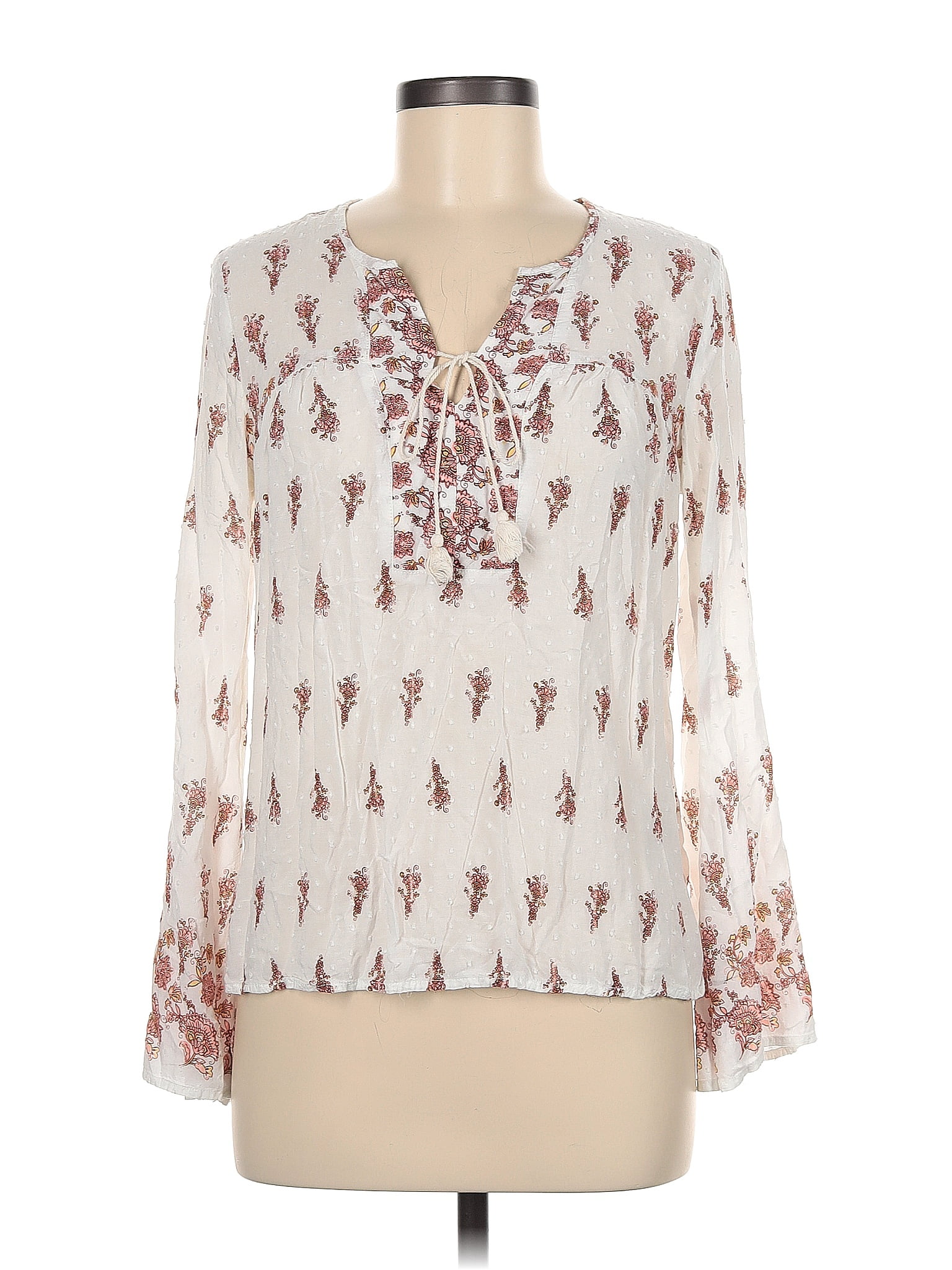 Lovestitch 100 Rayon White Ivory Long Sleeve Blouse Size M 57 Off