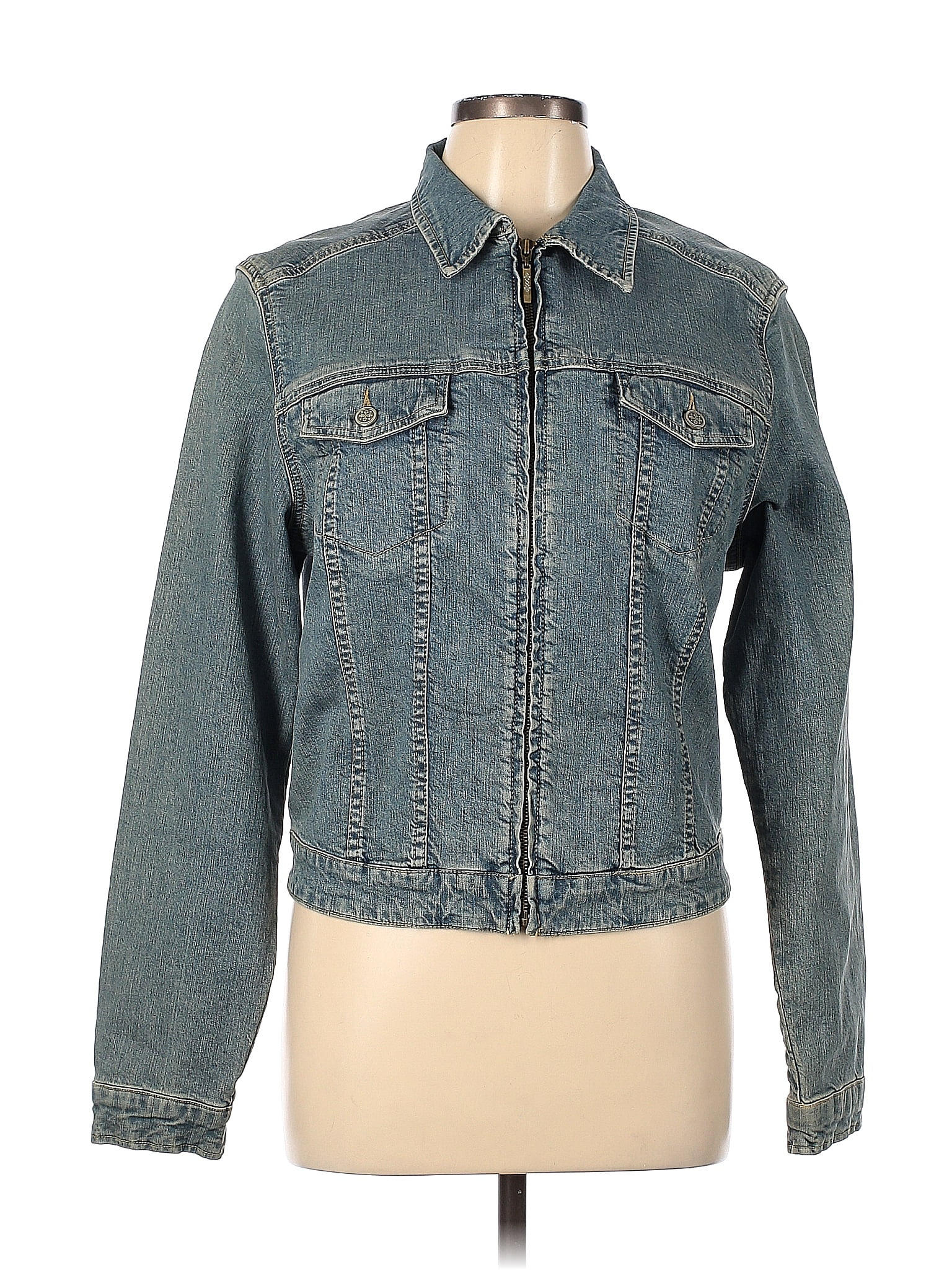 Indigo Palms Solid Teal Blue Denim Jacket Size L - 76% off | thredUP