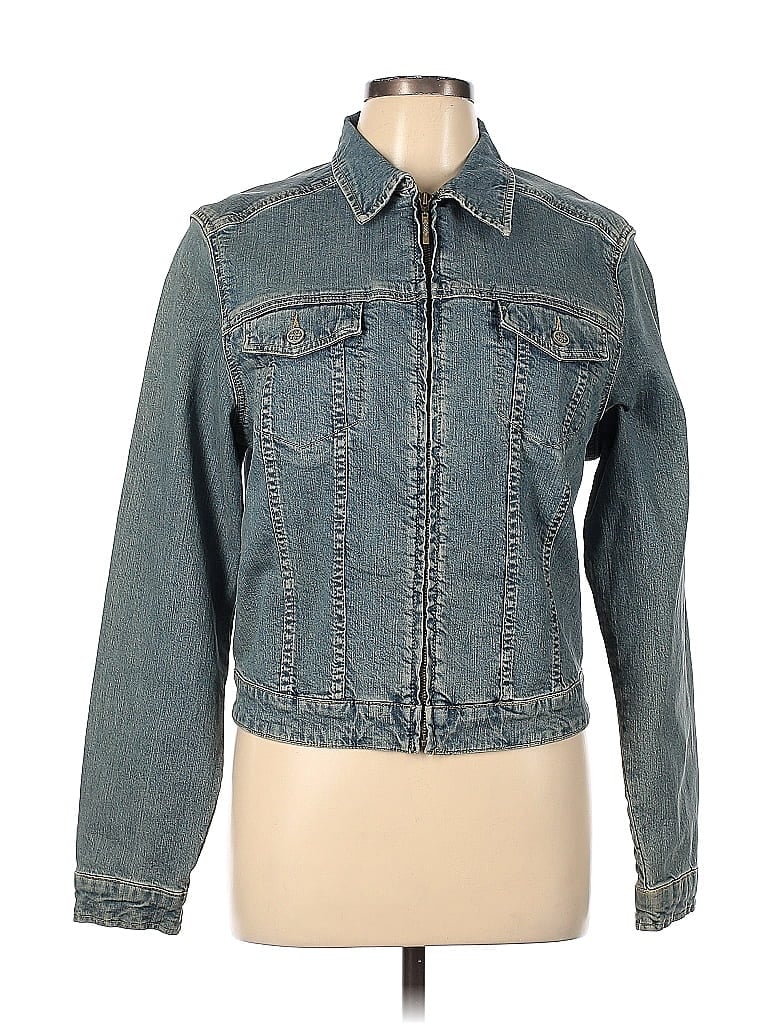 Indigo Palms Solid Teal Blue Denim Jacket Size L 76 Off Thredup