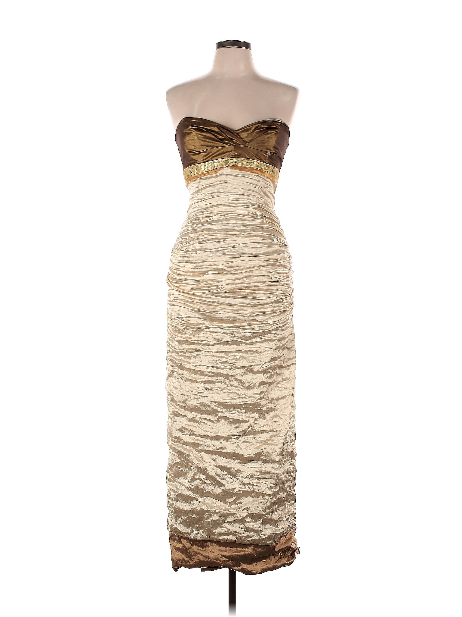Nicole by Nicole Miller 100% Polyester Solid Gold Cocktail Dress Size ...
