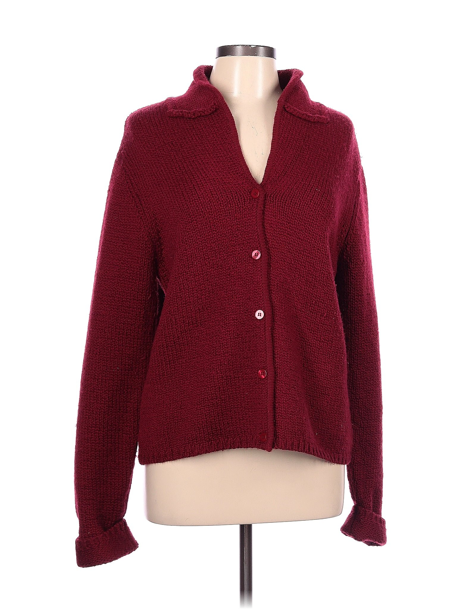 Talbots Color Block Solid Red Burgundy Cardigan Size L 76 Off Thredup