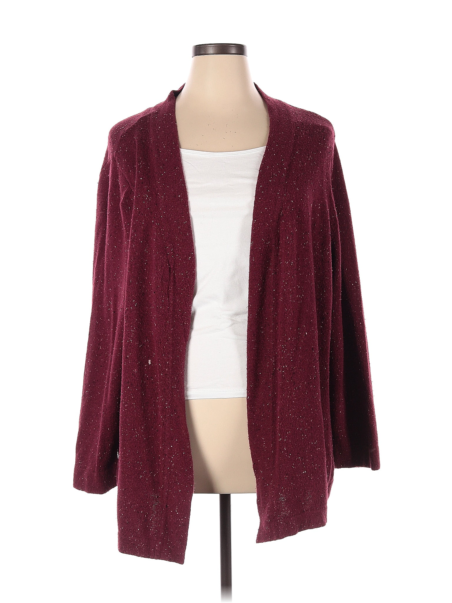 Karen Scott Color Block Marled Maroon Burgundy Cardigan Size 2x Plus