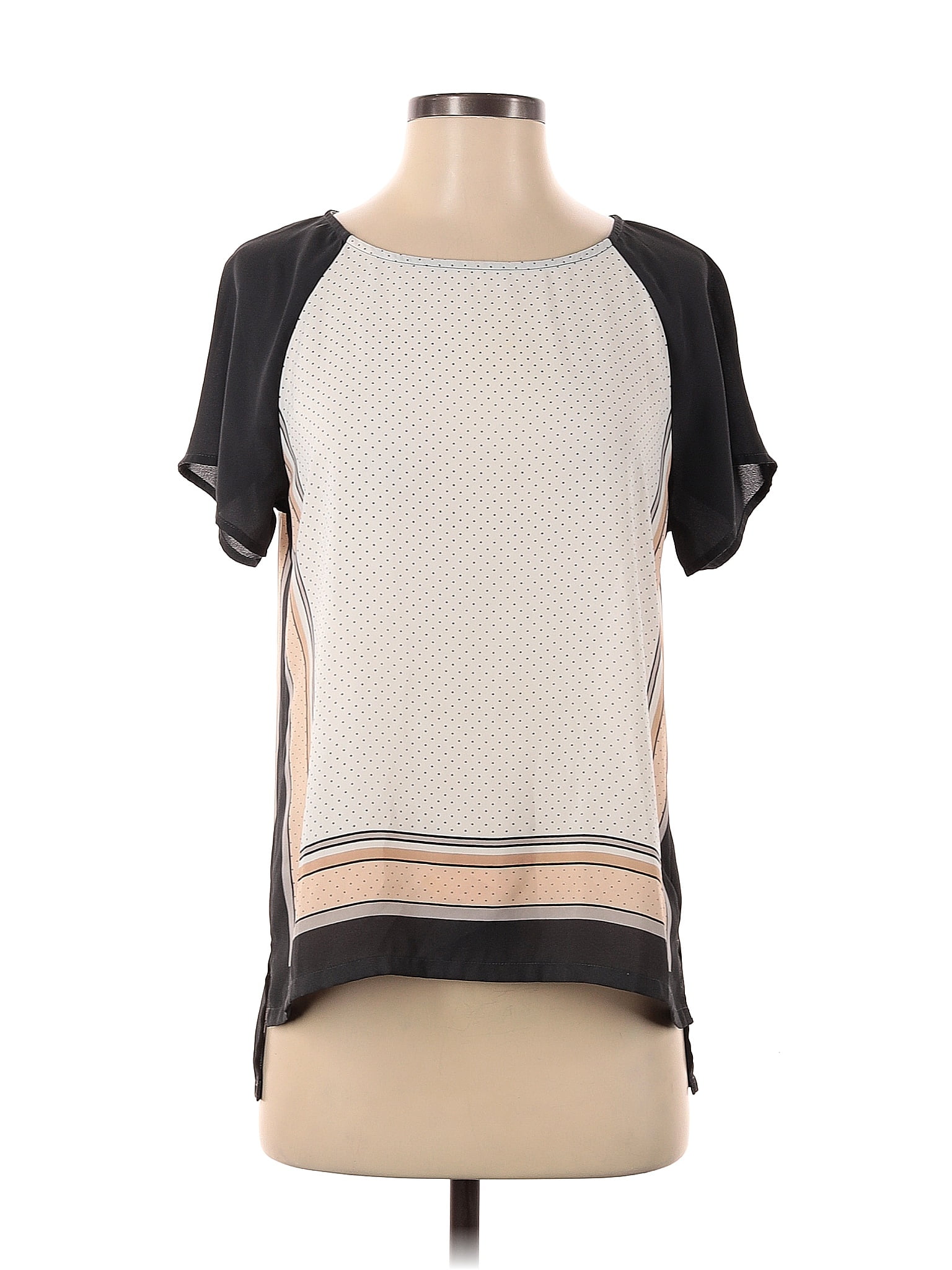 Ann Taylor Loft Outlet 100 Polyester Color Block Polka Dots Ivory