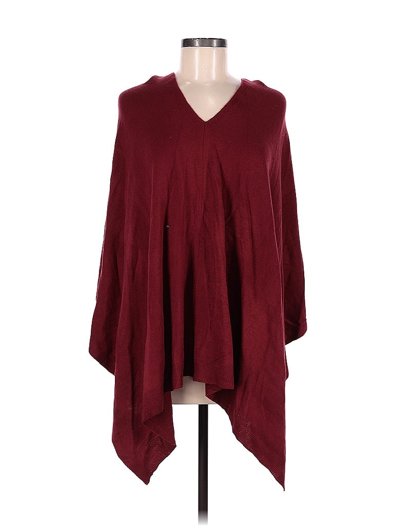 Coco + Carmen 100% Acrylic Solid Maroon Burgundy Poncho One Size - 64% ...