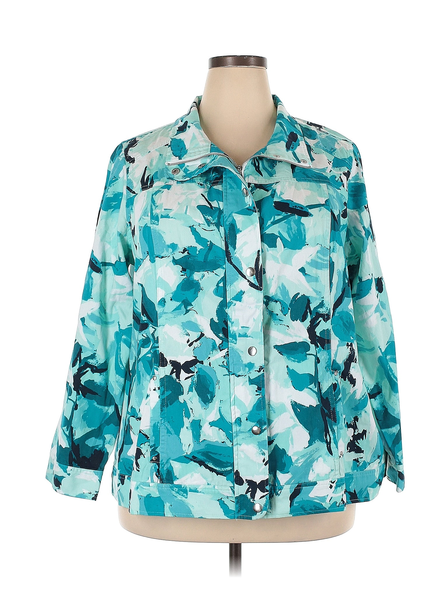 Cj Banks 100% Cotton Floral Blue Teal Jacket Size 2X (Plus) - 66% off ...