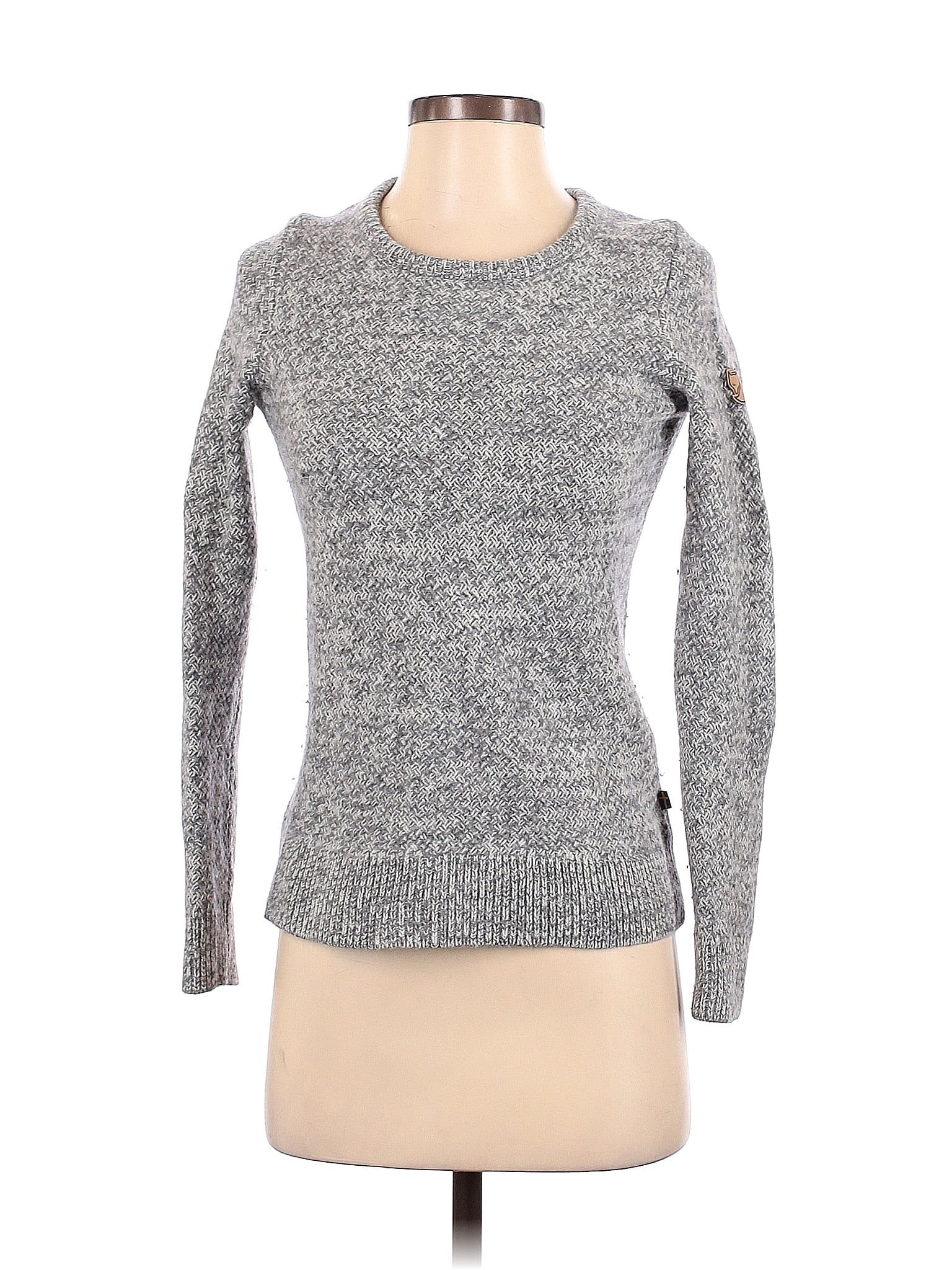 Fjällräven 100% Wool Color Block Marled Gray Wool Pullover Sweater Size ...