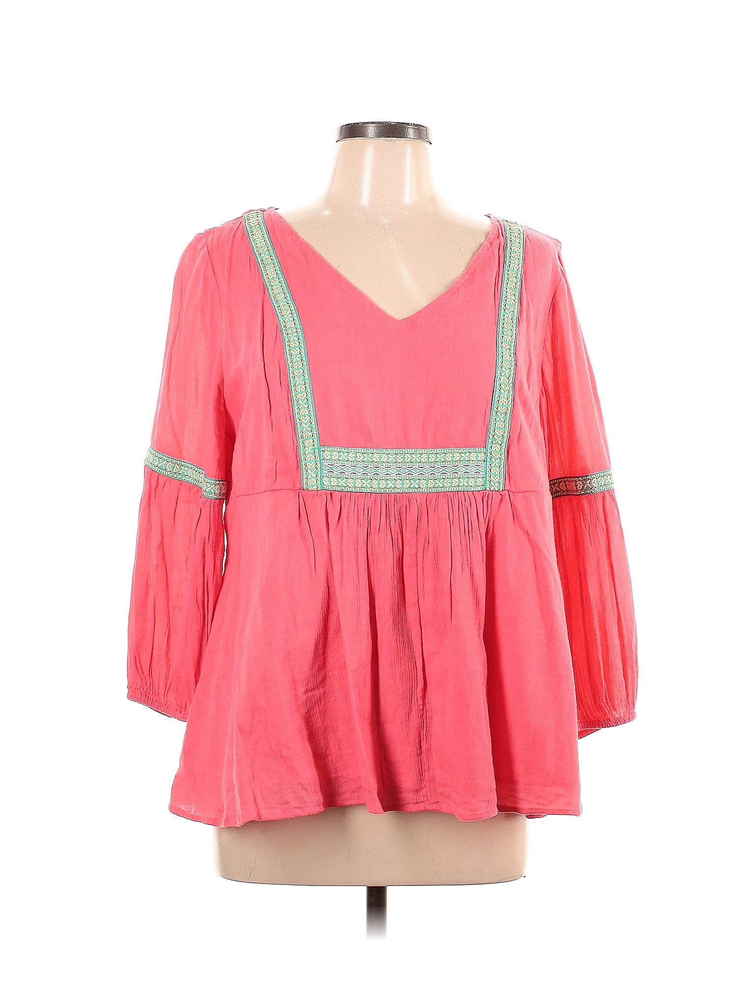 Crown & Ivy Solid Pink Long Sleeve Blouse Size L - 56% off | thredUP