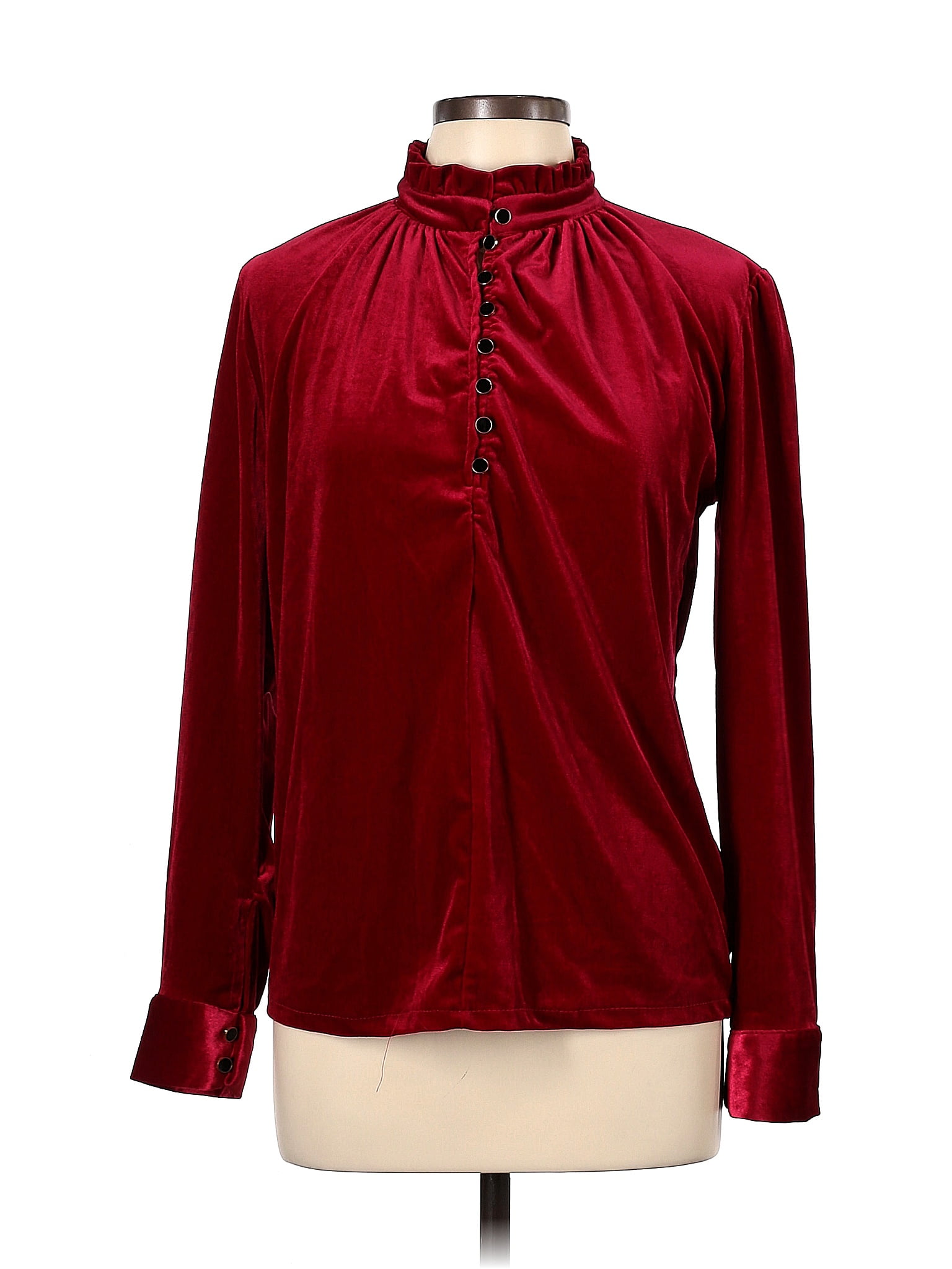 Unbranded 100% Polyester Red Burgundy Long Sleeve Blouse Size L - 68% off | thredUP