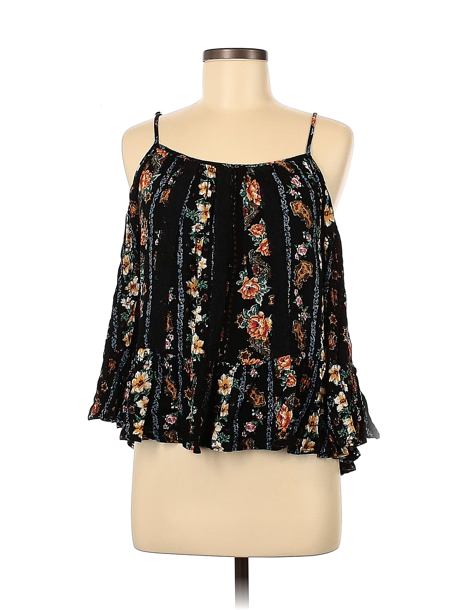 Gypsies And Moondust 100 Rayon Floral Black Long Sleeve Blouse Size M