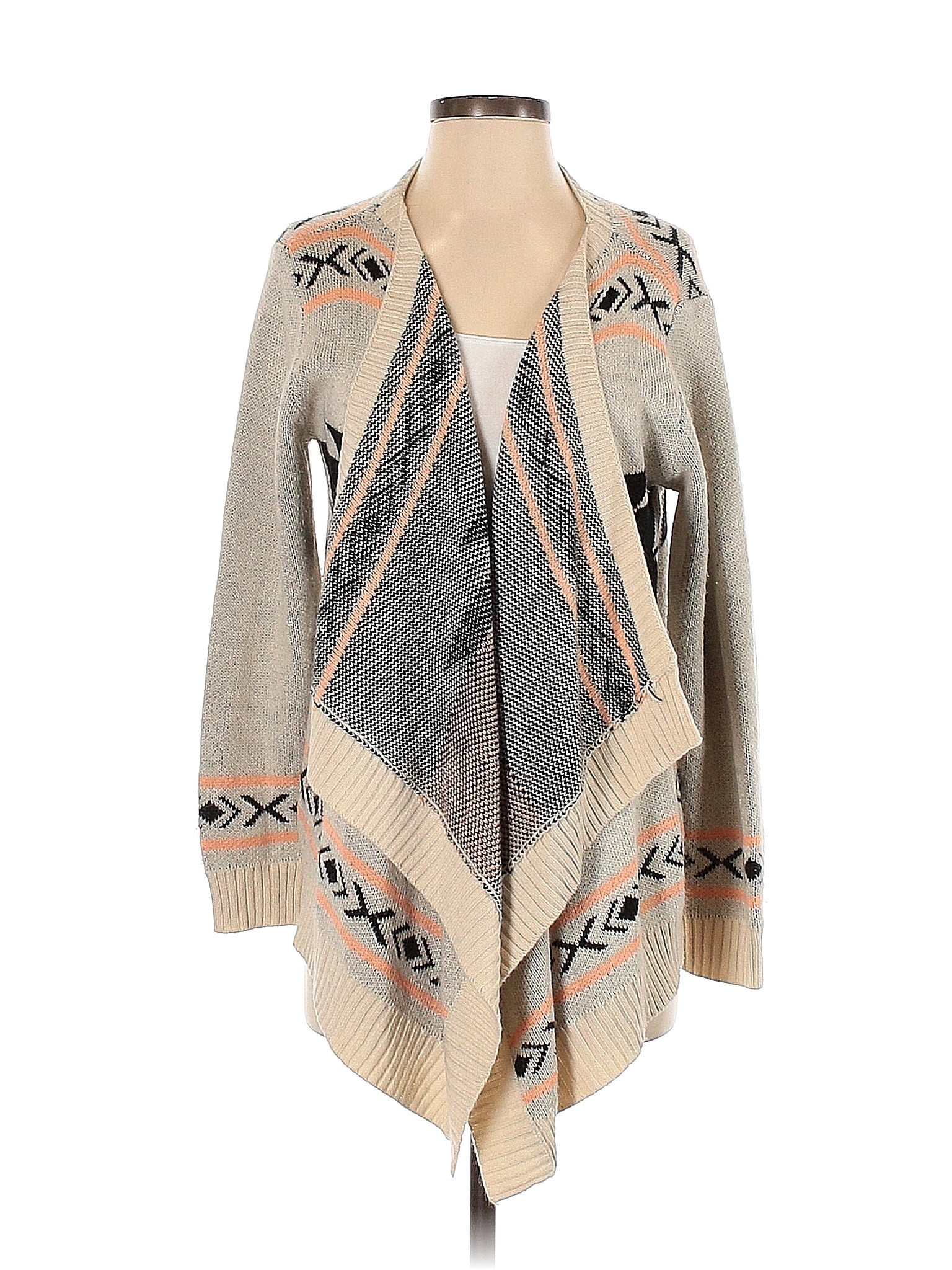 Shasa 100% Acrylic Color Block Tan Cardigan Size S - 54% off | thredUP