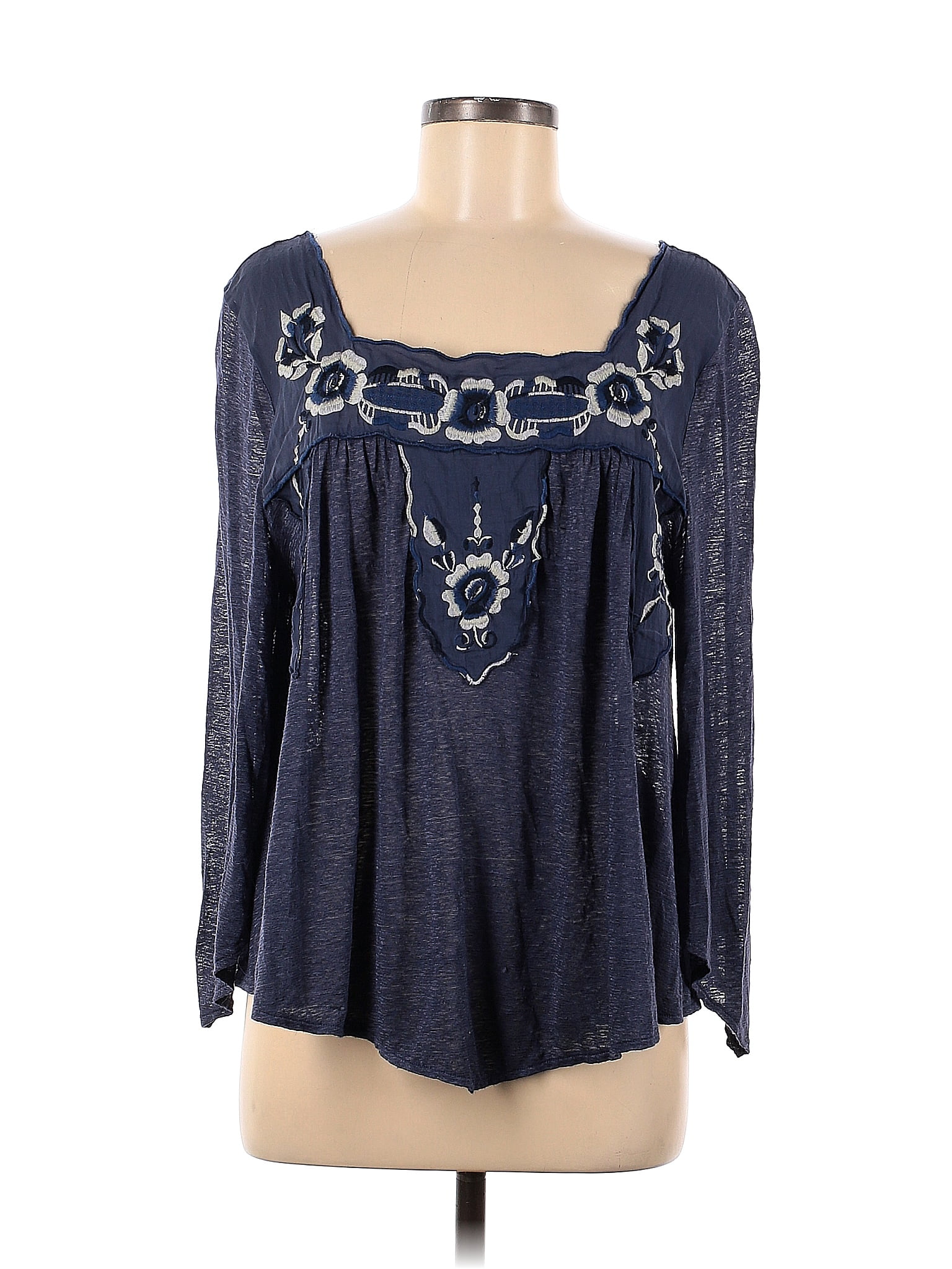 Free People Navy Blue Long Sleeve Top Size M - 57% off | thredUP