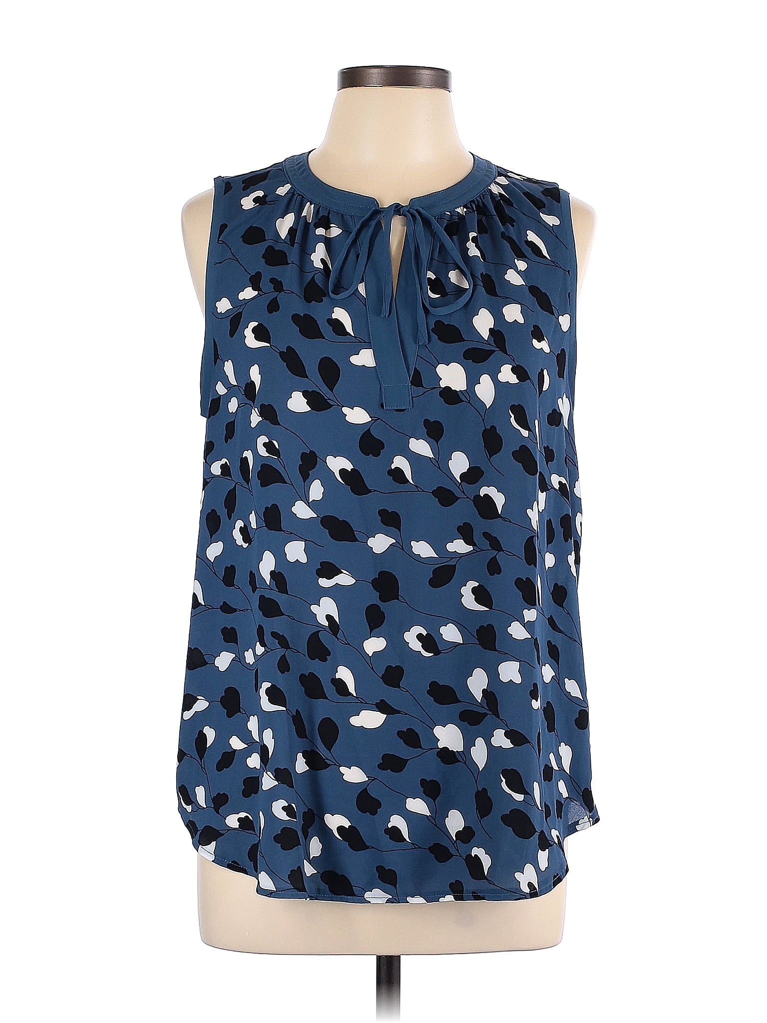 Ann Taylor Loft 100 Polyester Polka Dots Teal Blue Sleeveless Blouse