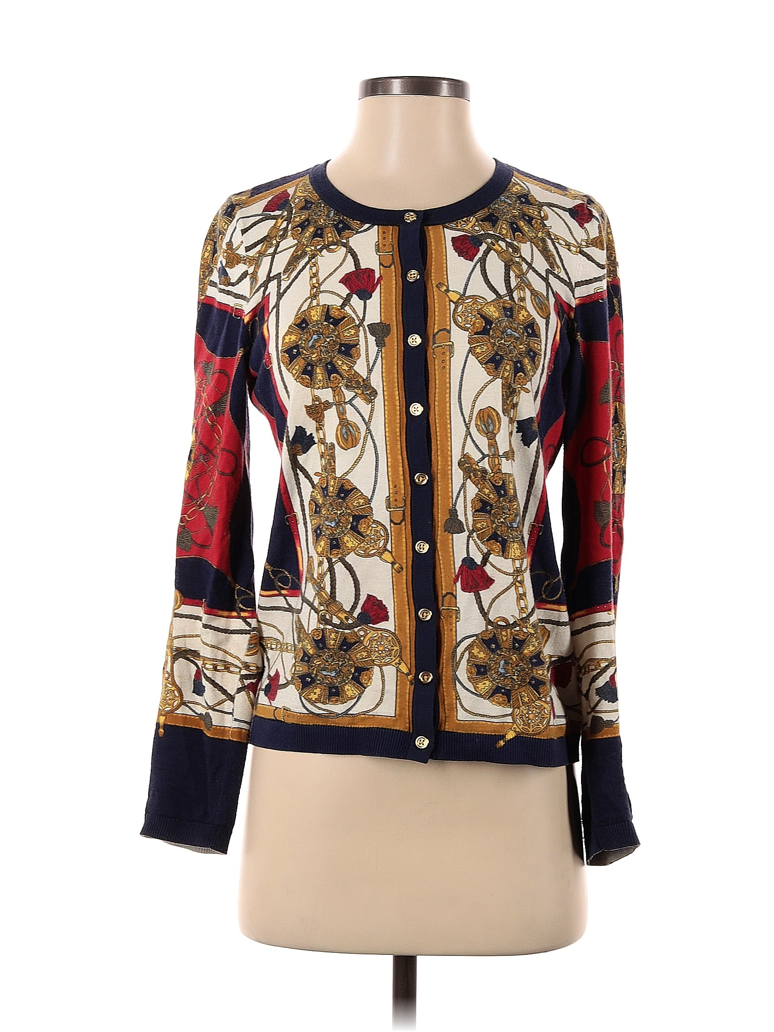 Talbots Color Block Paisley Multi Color Gold Cardigan Size S - 71% off ...