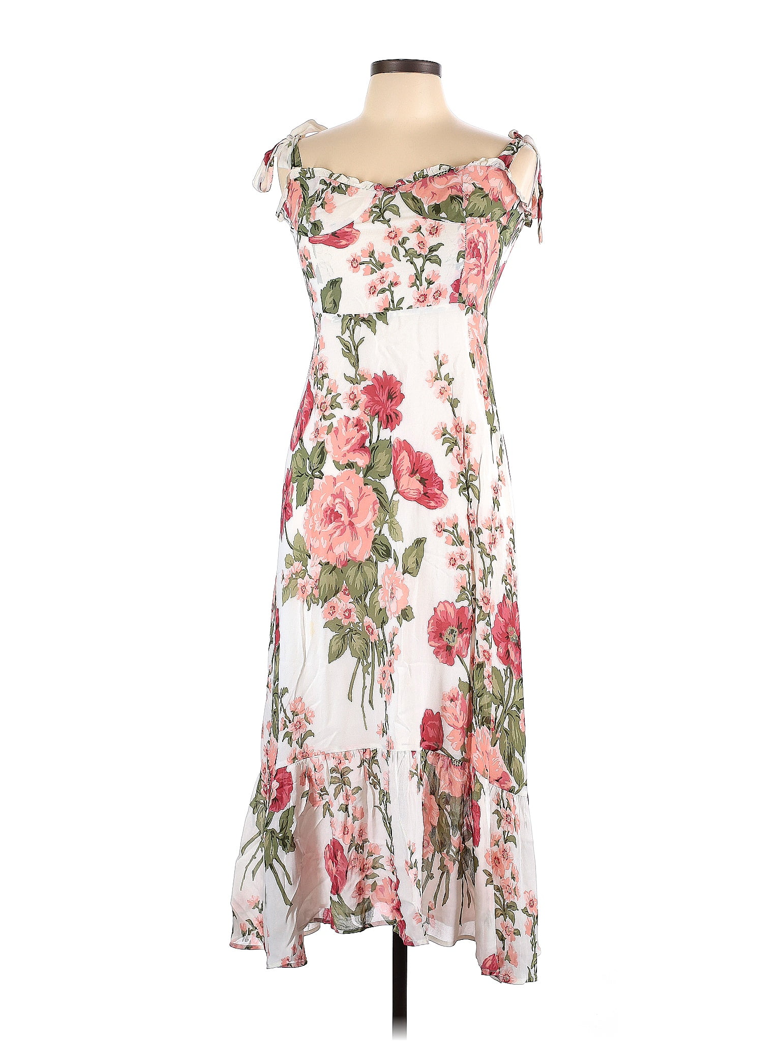 Reformation 100 Viscose Floral White Casual Dress Size 10 46 Off