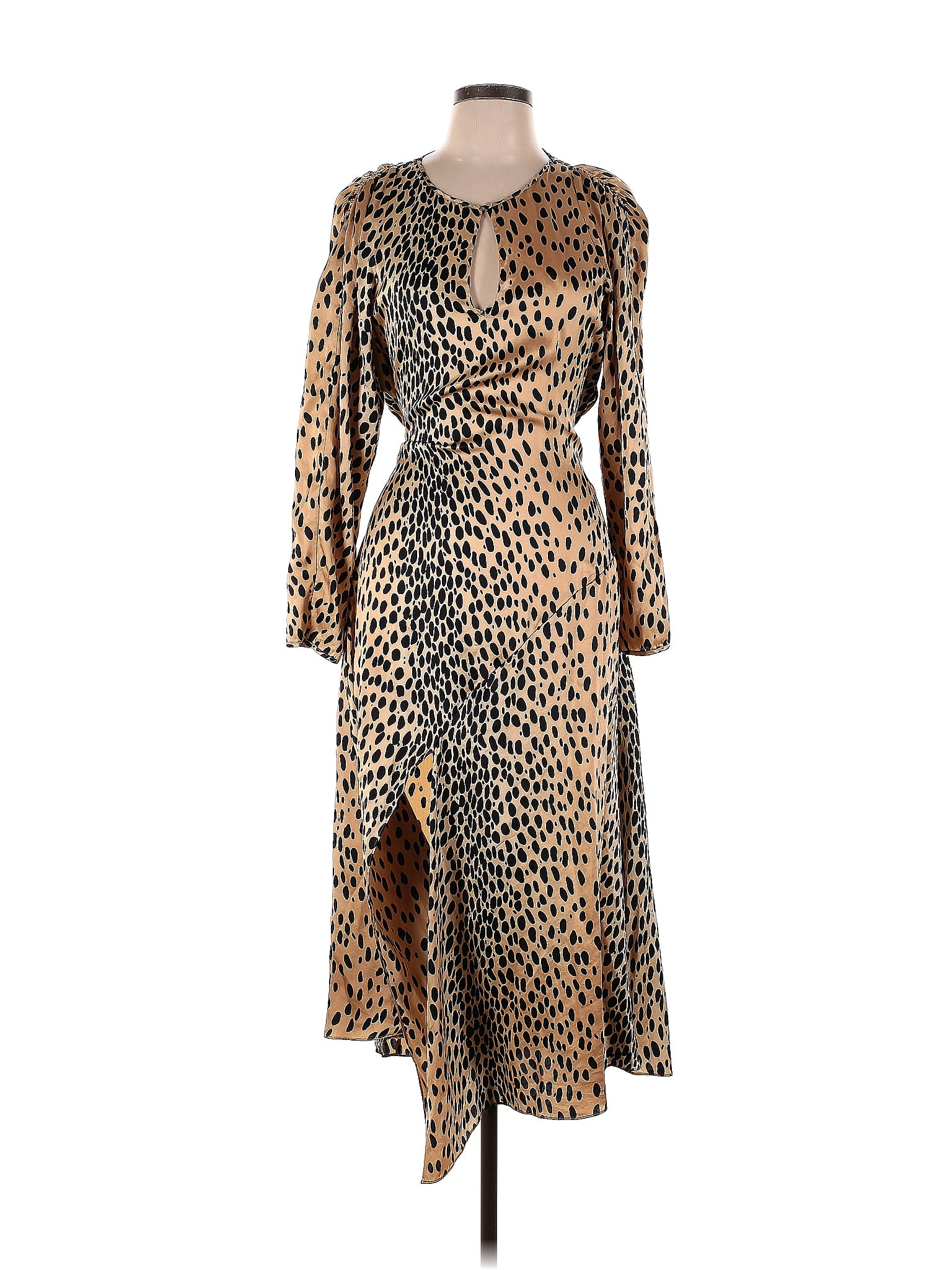 Rebecca Taylor 100% Silk Leopard Print Multi Color Brown Long Sleeve ...