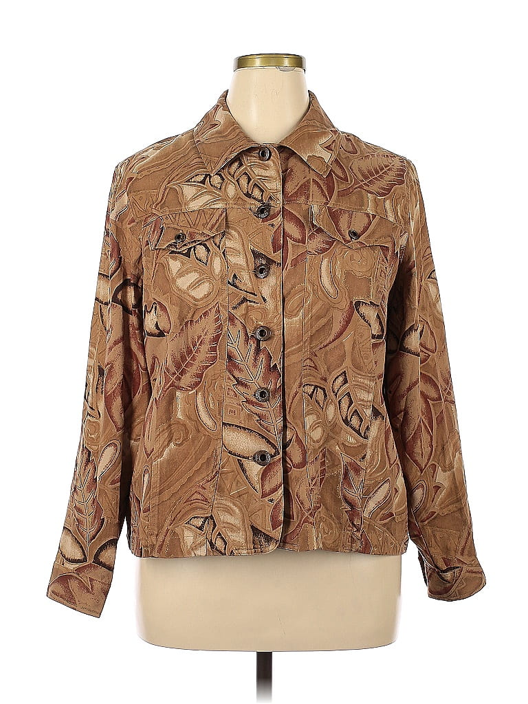 Coldwater Creek 100% Cotton Tropical Brown Denim Jacket Size 1X (Plus ...
